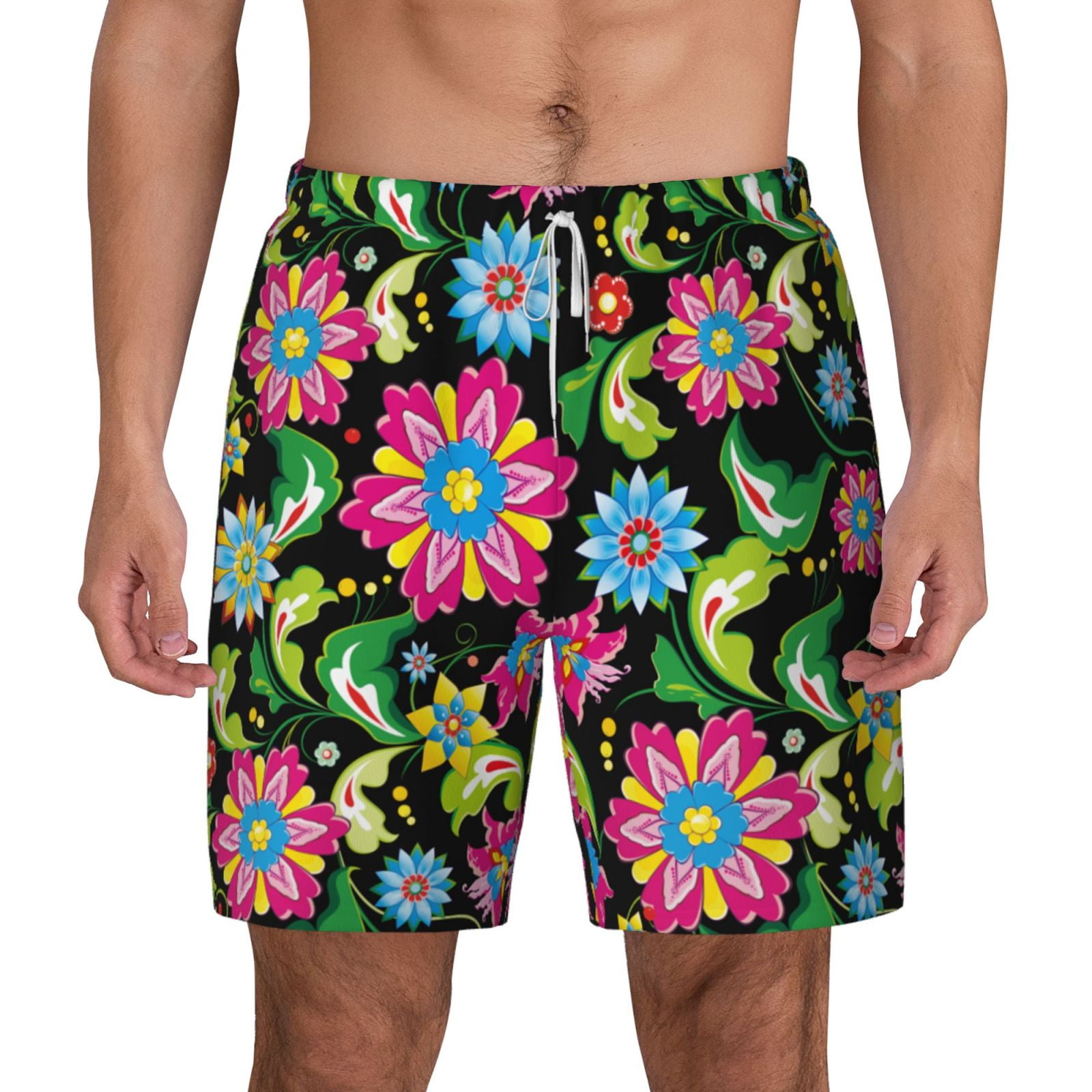 Gaeub Vector Mexican Otomi Style Bright Mens Swim Trunks Stretch Beach Shorts Quick Dry For Men