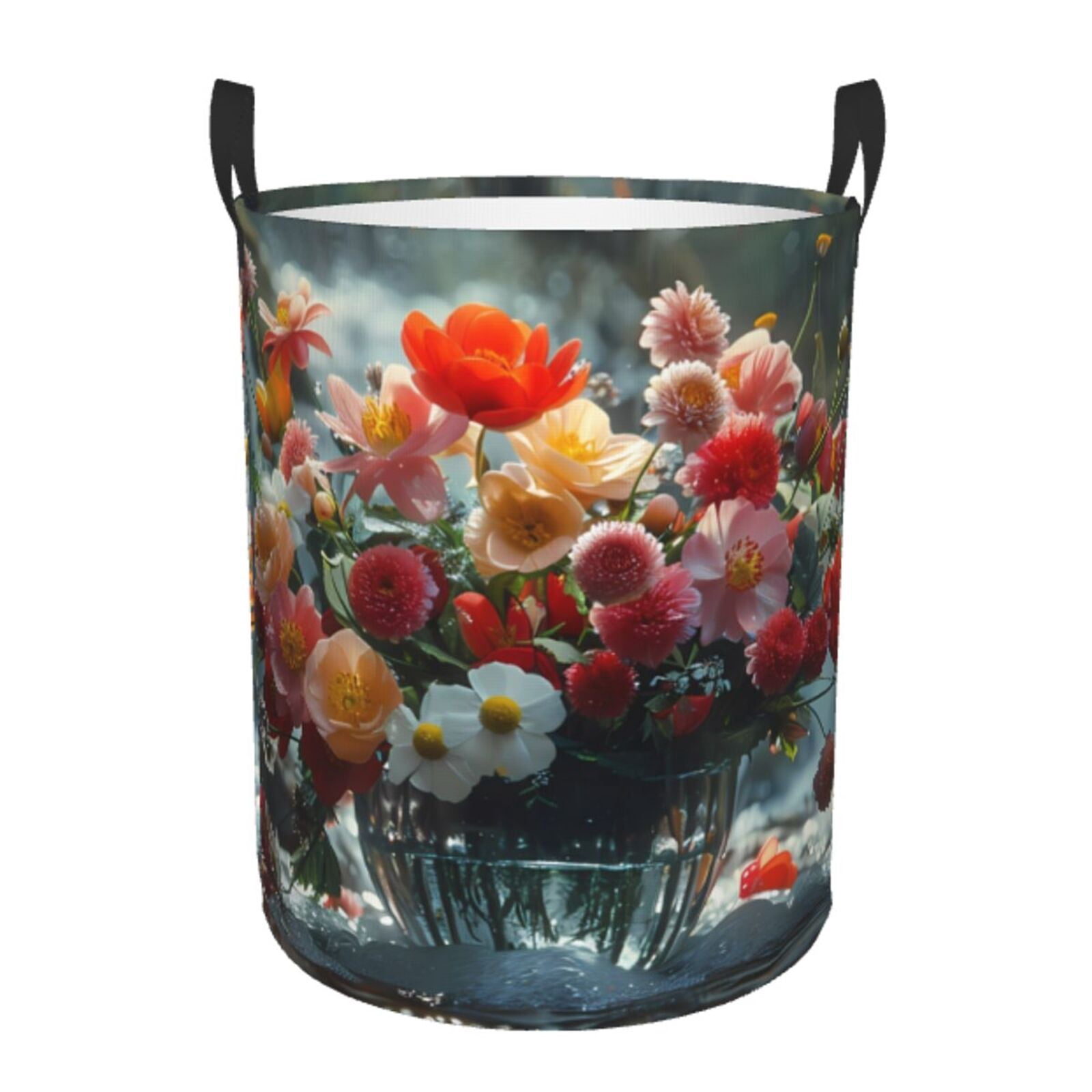 Gaeub Vibrant Bouquet Waterfall Dirty Clothes Storage Basket, Toy ...