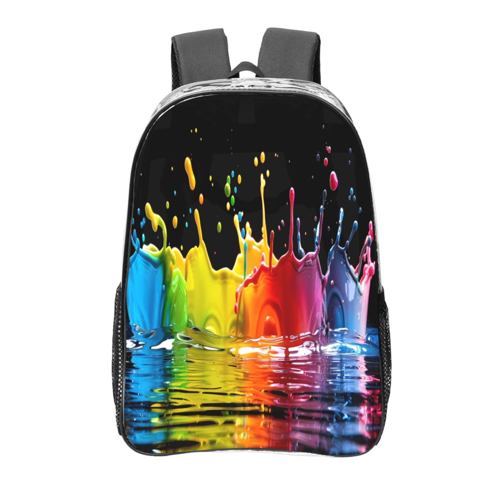 Gaeub Vibrant Color Splash Print Clear Backpack ,Clear Transparent ...