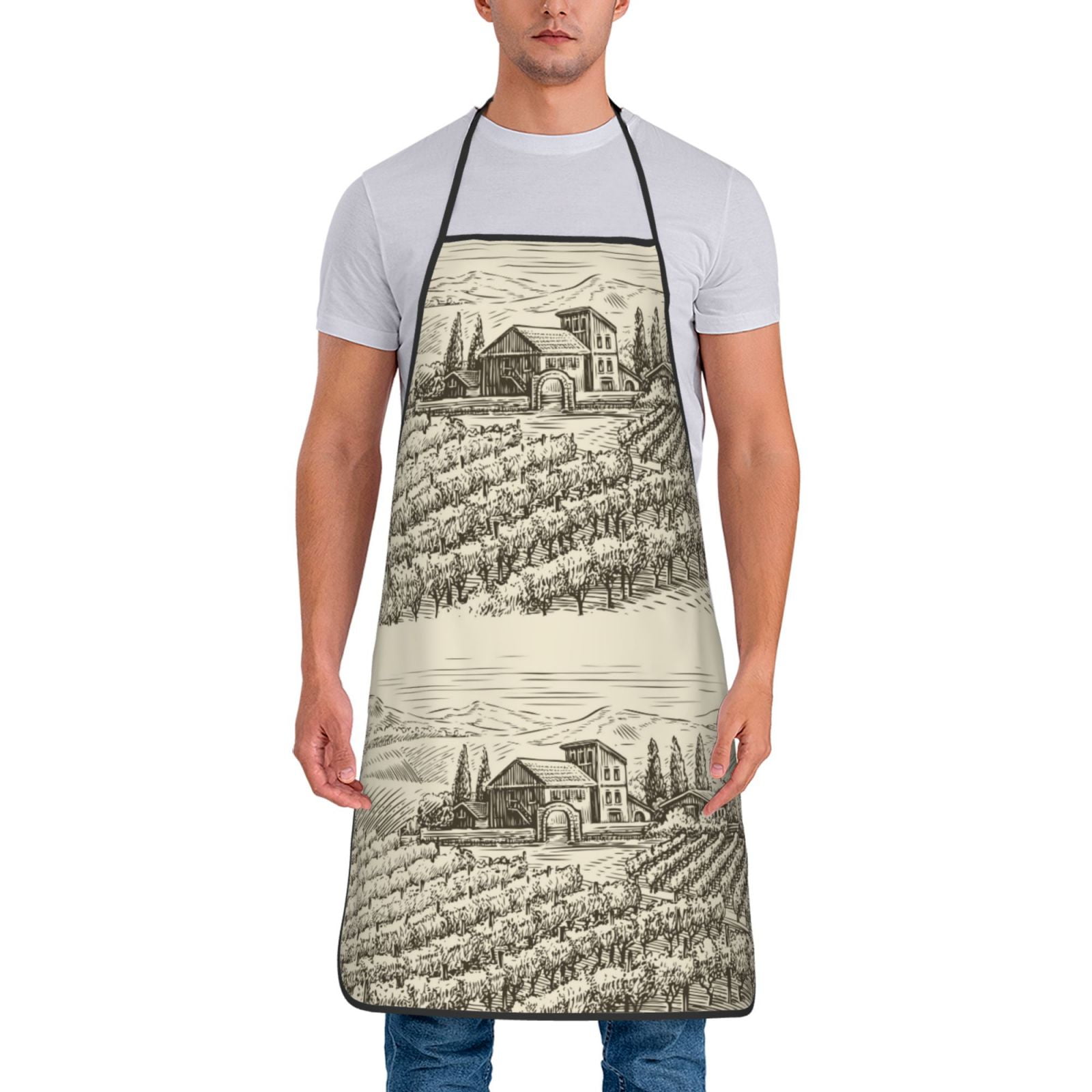 Gaeub Vineyard Landscape Print Apron for Men and Women,Waterproof Apron ...