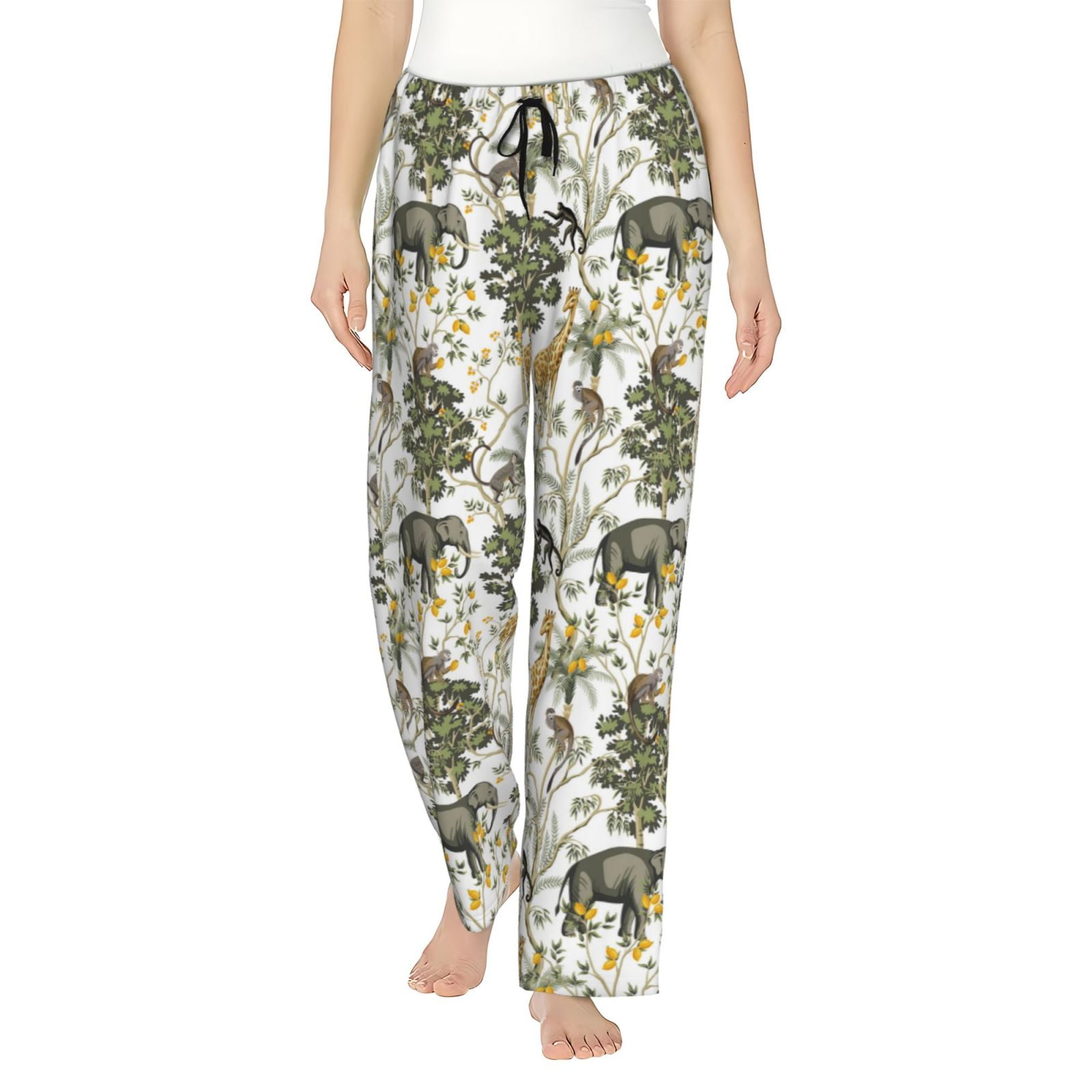Gaeub Vintage Animals Palm Tree Soft Pajama Pants for Women, Wide Leg ...