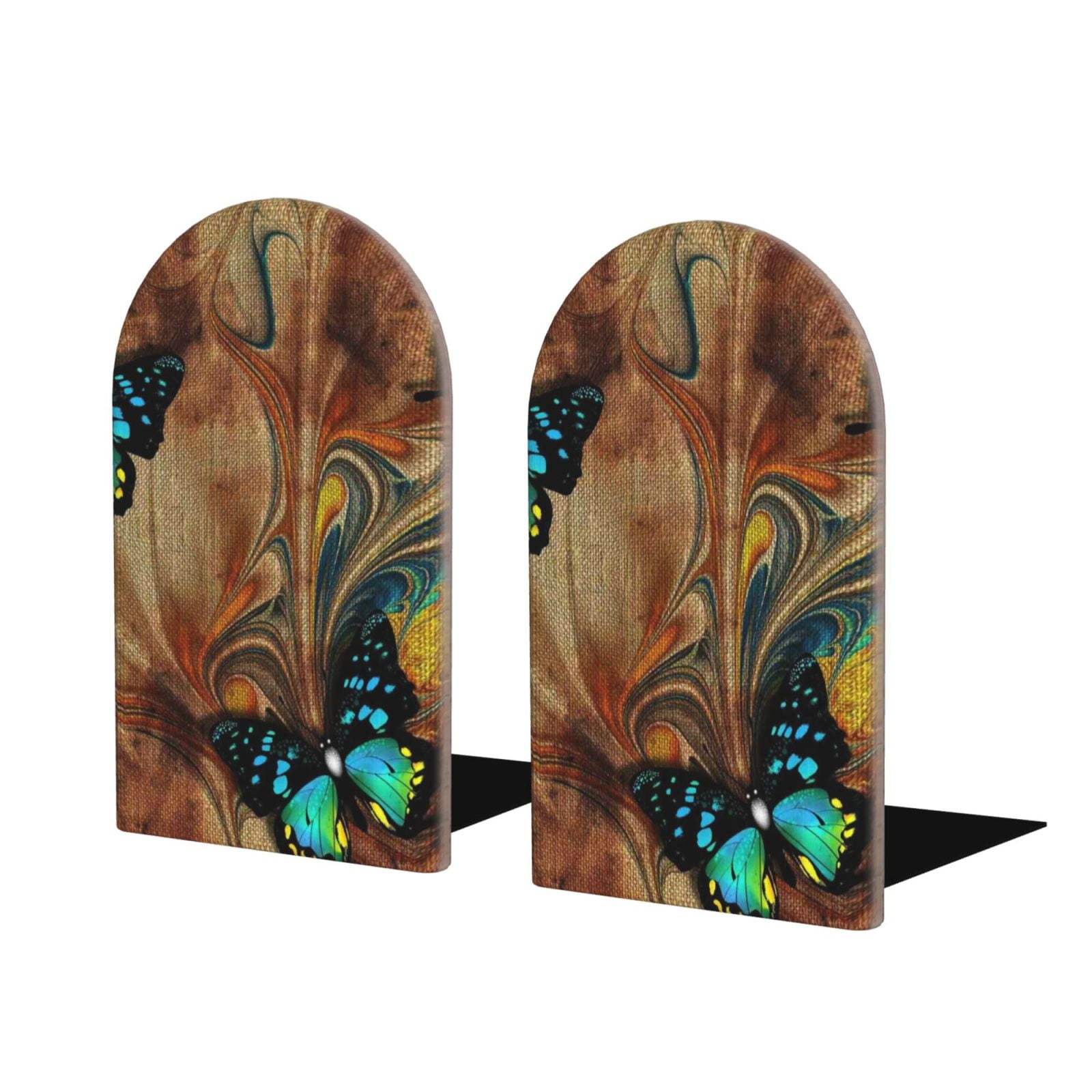 Gaeub Vintage Butterfly Green Wood Bookends, Non-Slip Bookends, Heavy ...