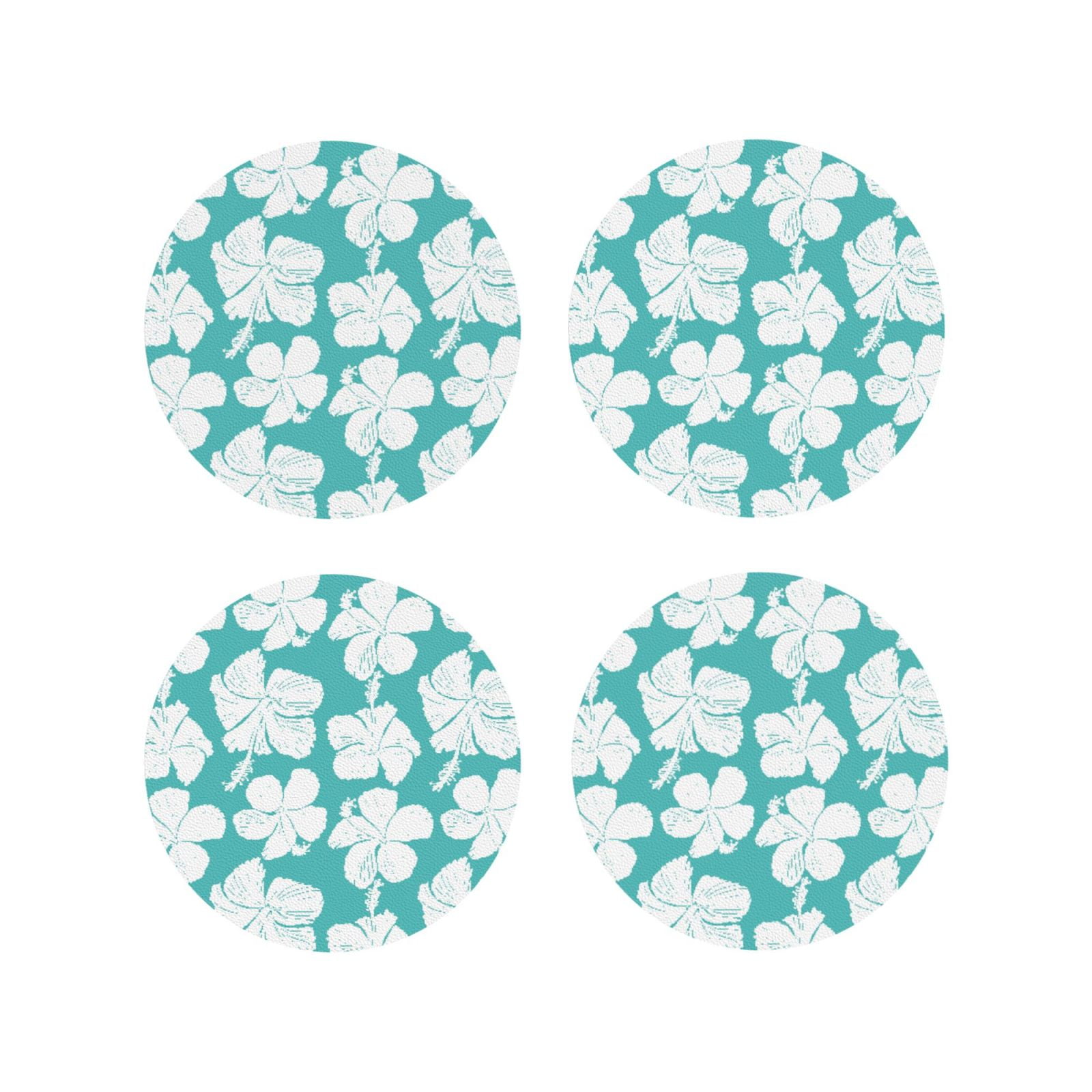 Gaeub Vintage Floral Print 4 Pcs Leather Coasters for Drinks ,Drink ...