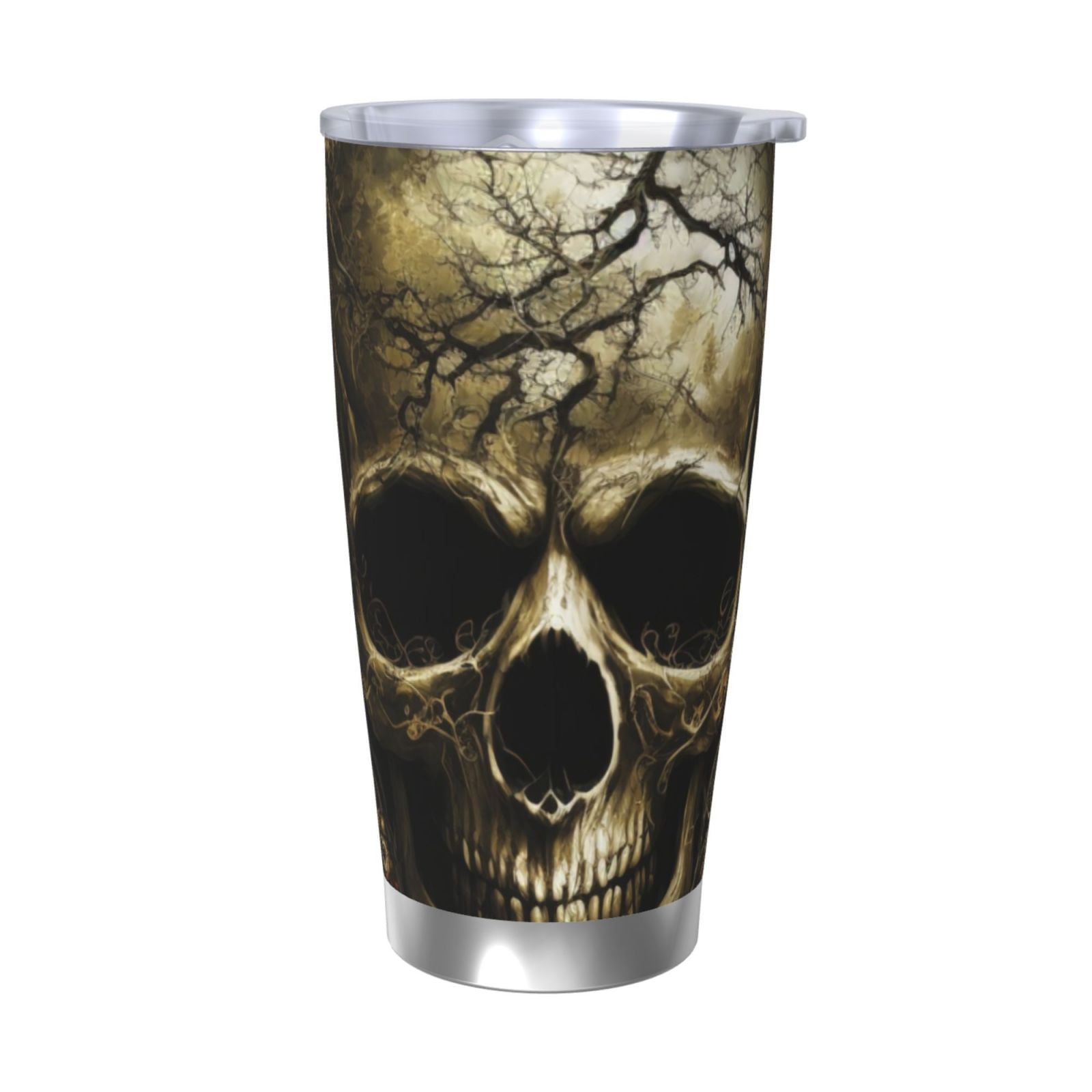 Gaeub Vintage Gold Leaf Skull Print 20-Ounce Stainless Steel Car Cup ...