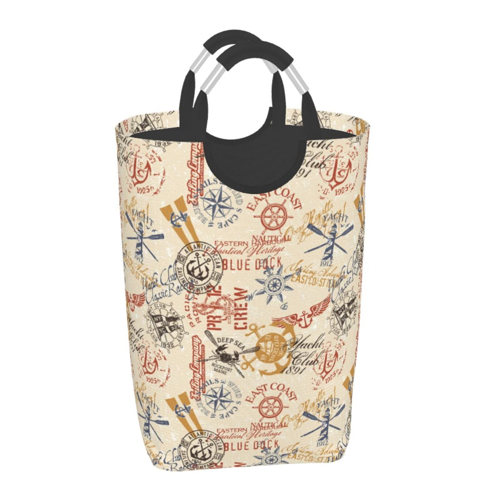 Gaeub Vintage Nautical Print 50L Large Laundry Hampers with Handles ...