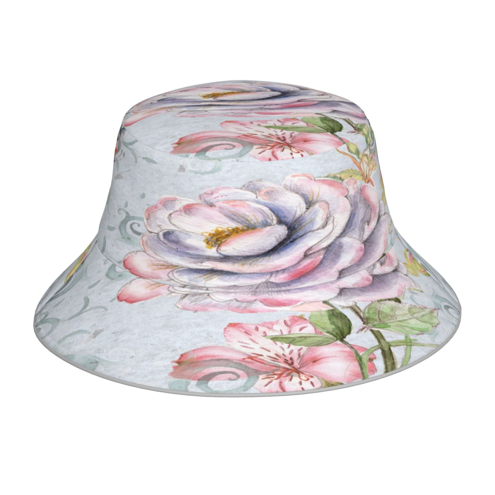 Gaeub Vintage Rose Printed Double Sided Reflective Bucket Hat Foldable ...