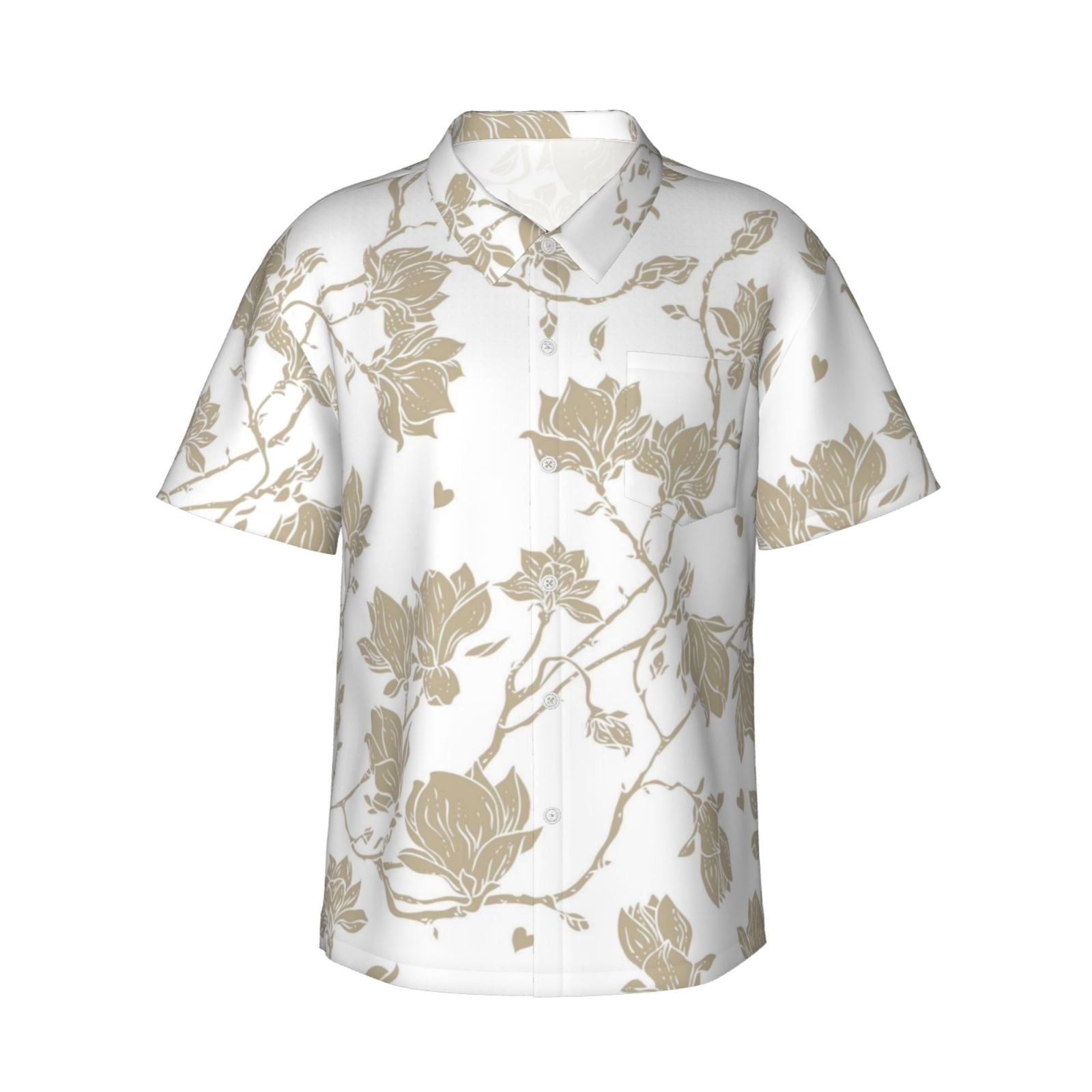 Gaeub Vintage Stylized White Color Print Men's Hawaiian Shirt,Button ...