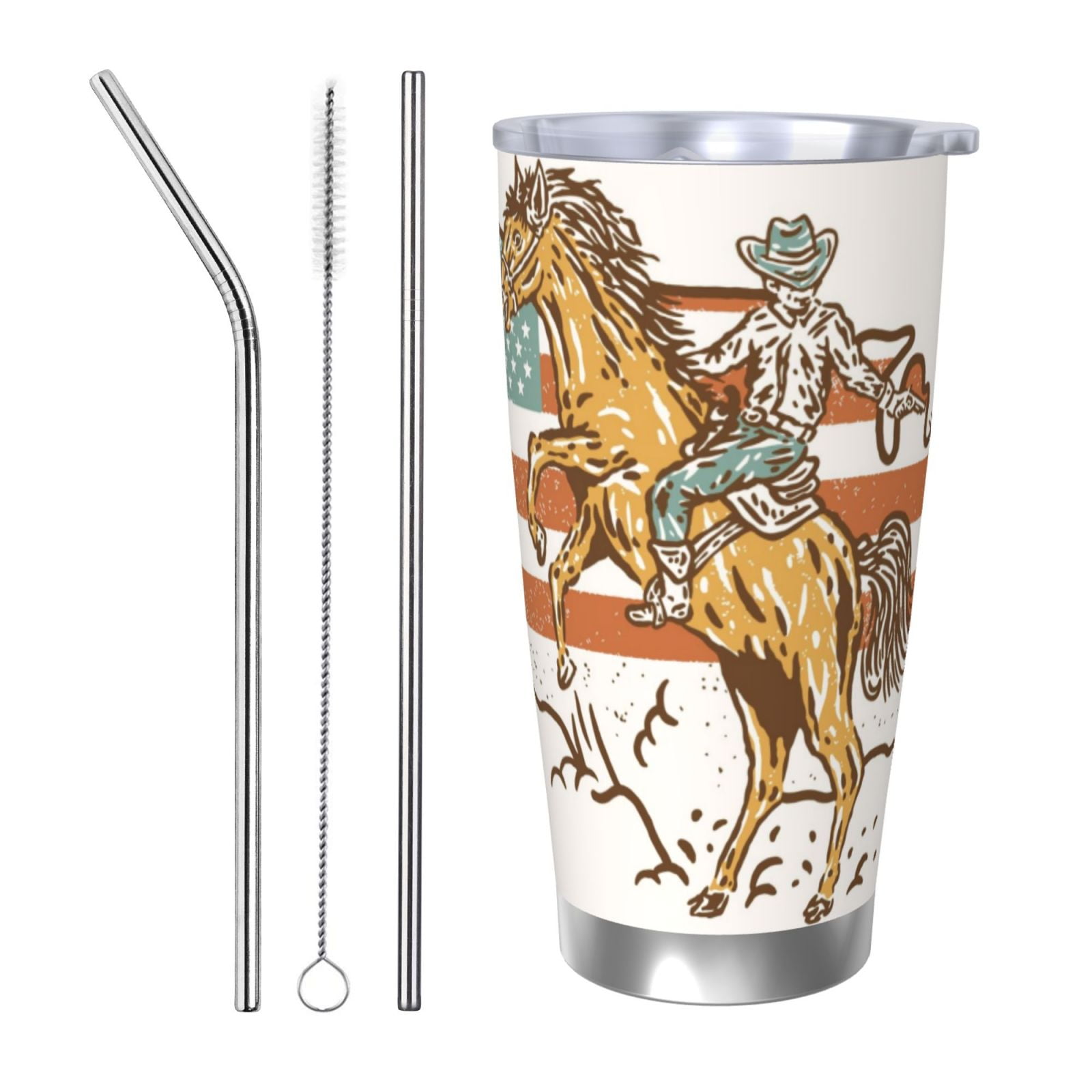 Gaeub Vintage Wild West Cowboy Print 20-Ounce Stainless Steel Car Cup ...
