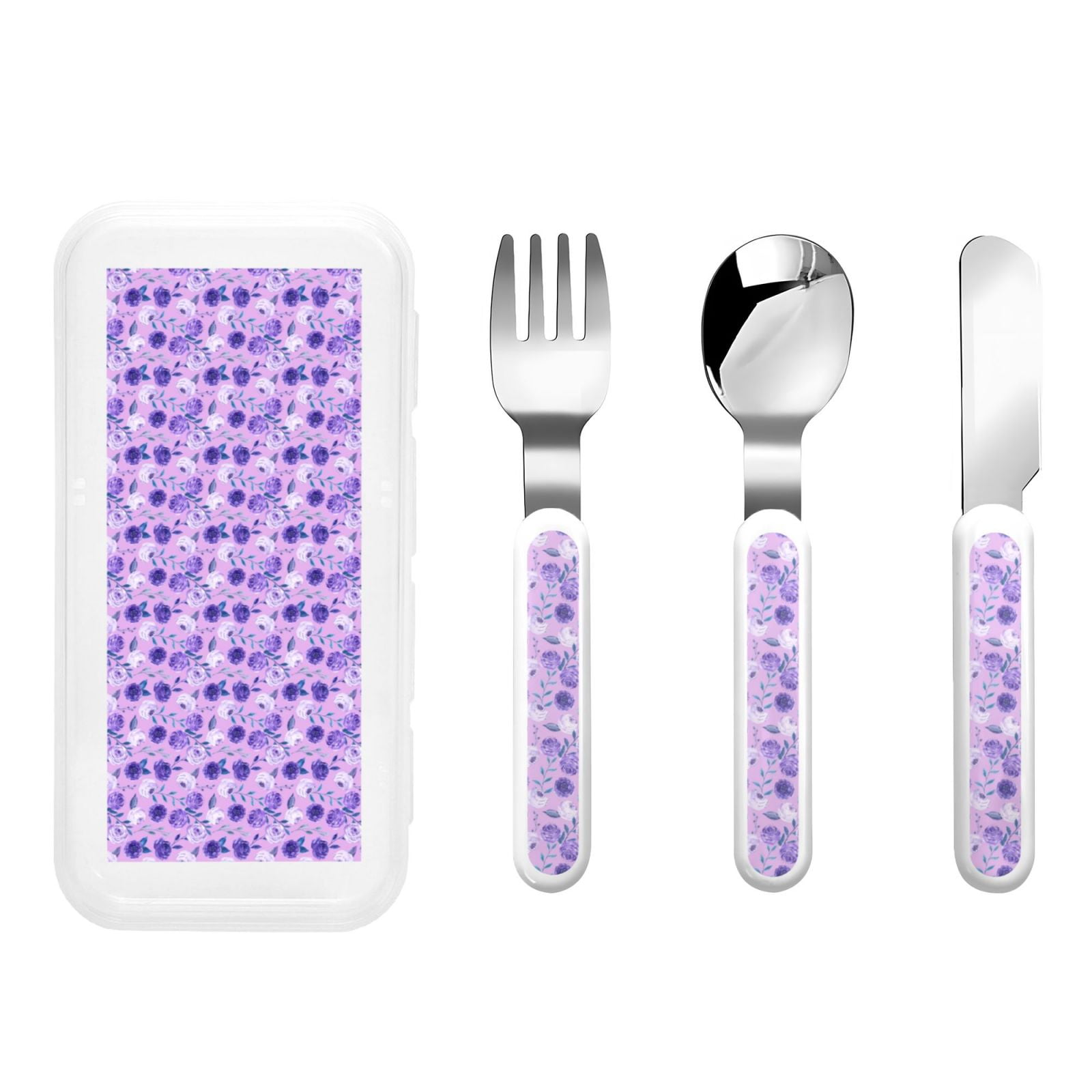 Gaeub Violet Print 3-Piece Children Knife Spoon Fork Set,Stainless ...