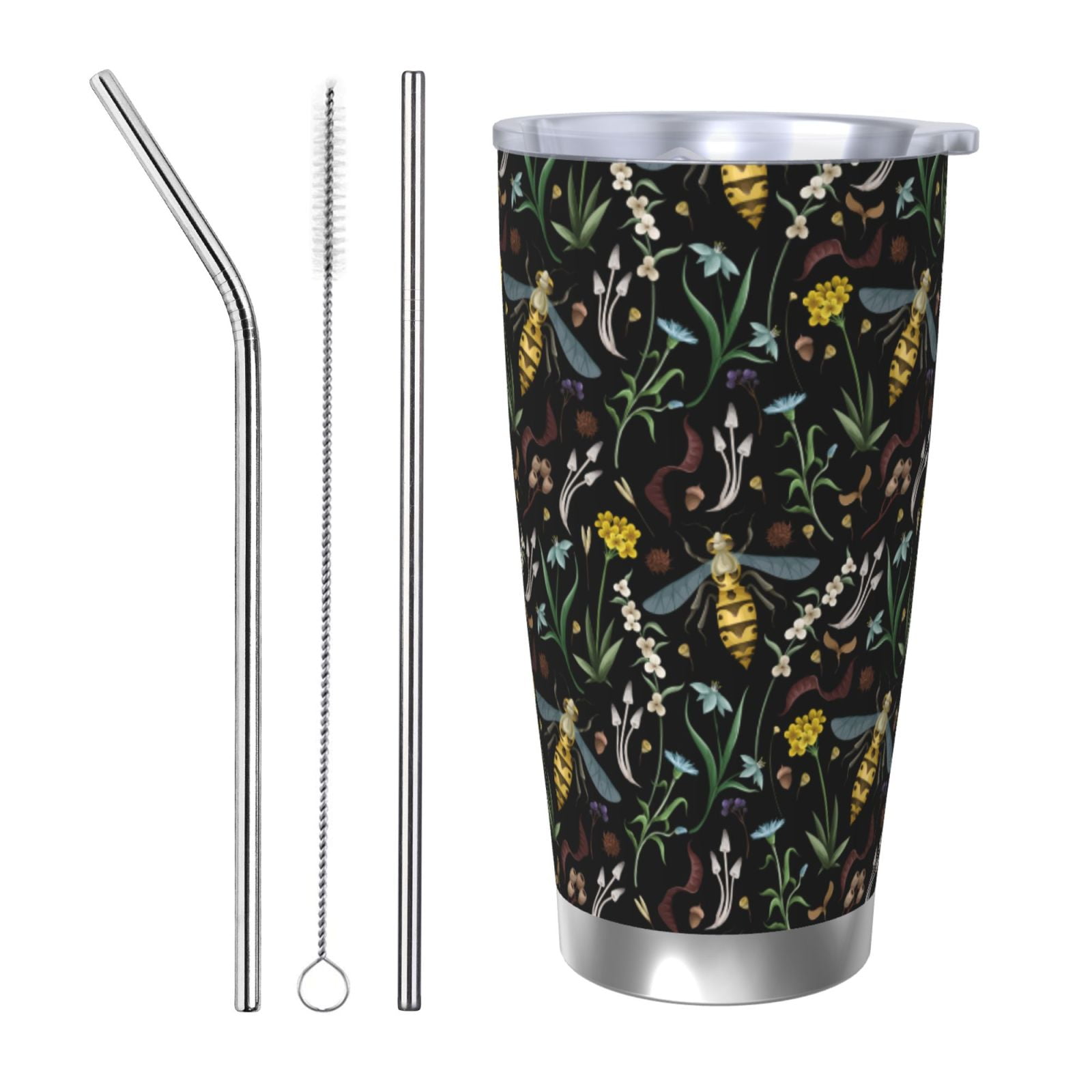 Gaeub Wasp and Florals Print 20-Ounce Stainless Steel Car Cup,Tumblers ...