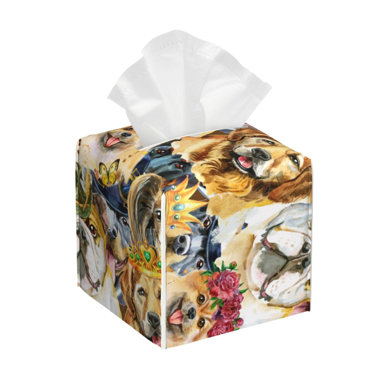 Gaeub Watercolor Dogs Print Leather Tissue Box Cover Square,Tissue ...
