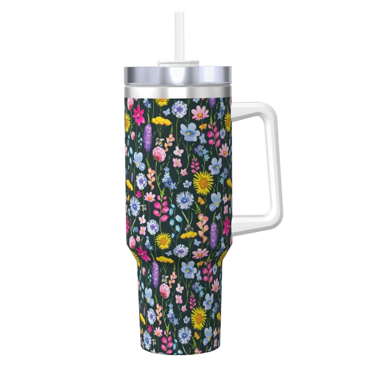 Gaeub Watercolor Meadow Flowers Print Stainless Steel Hot/Cold Coffee ...