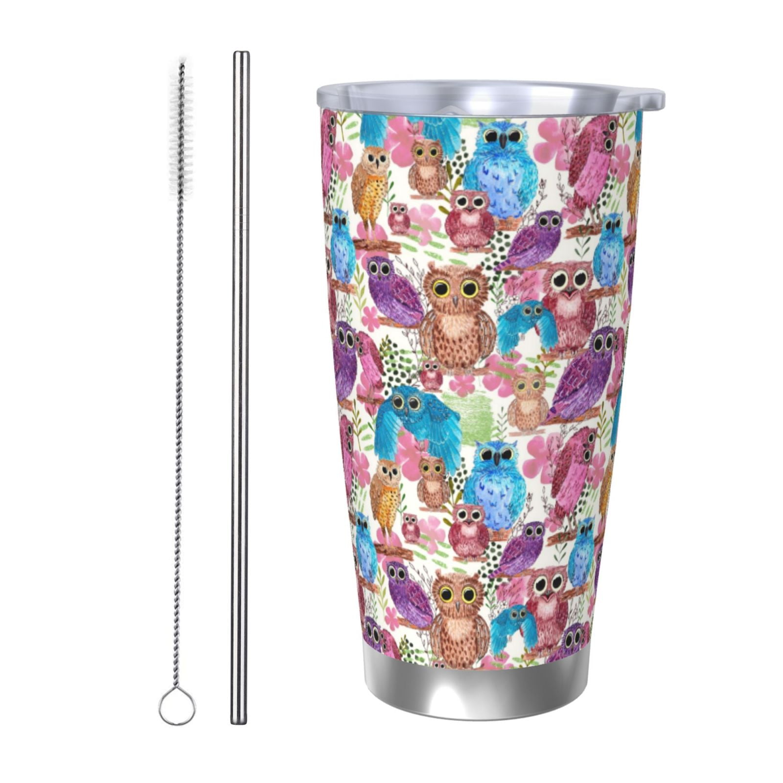 Gaeub Watercolor Owl Print 20-Ounce Stainless Steel Car Cup,Tumblers ...