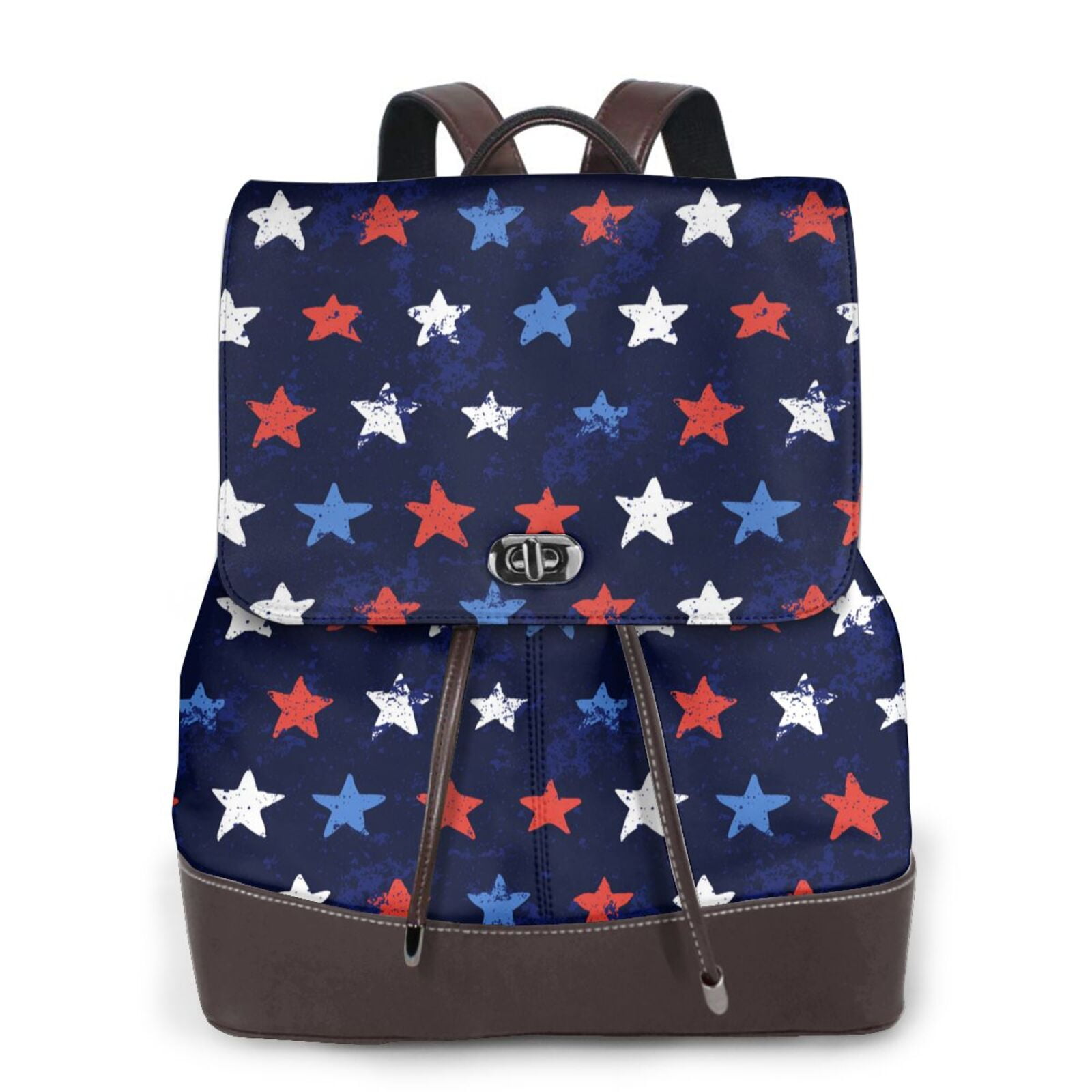Gaeub Watercolor Stars1 Print Women's Leather Backpack,Travel Laptop ...