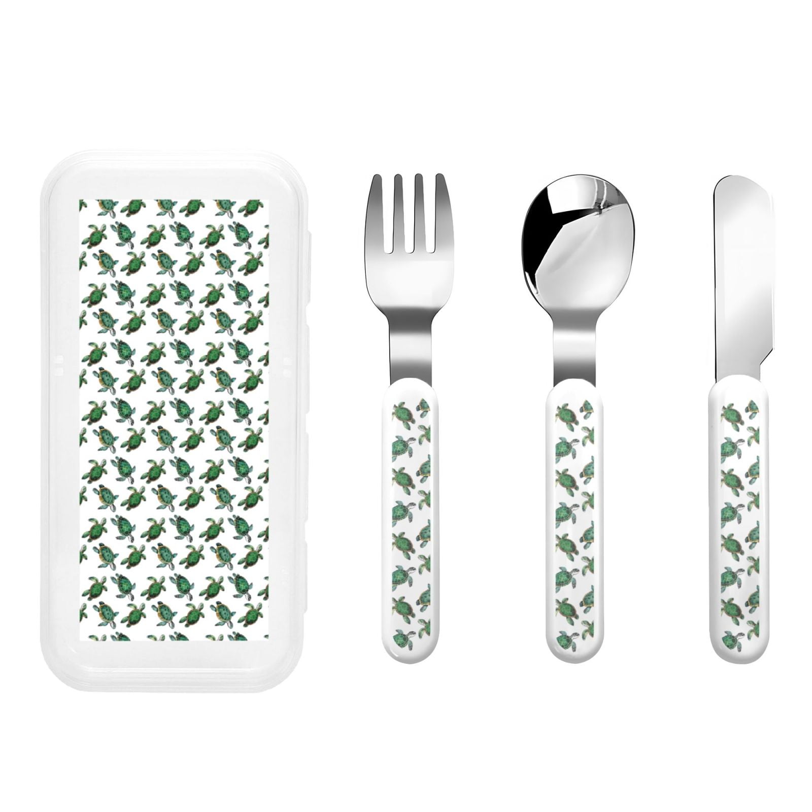 Gaeub Watercolor Turtle Print 3-Piece Children Knife Spoon Fork Set ...