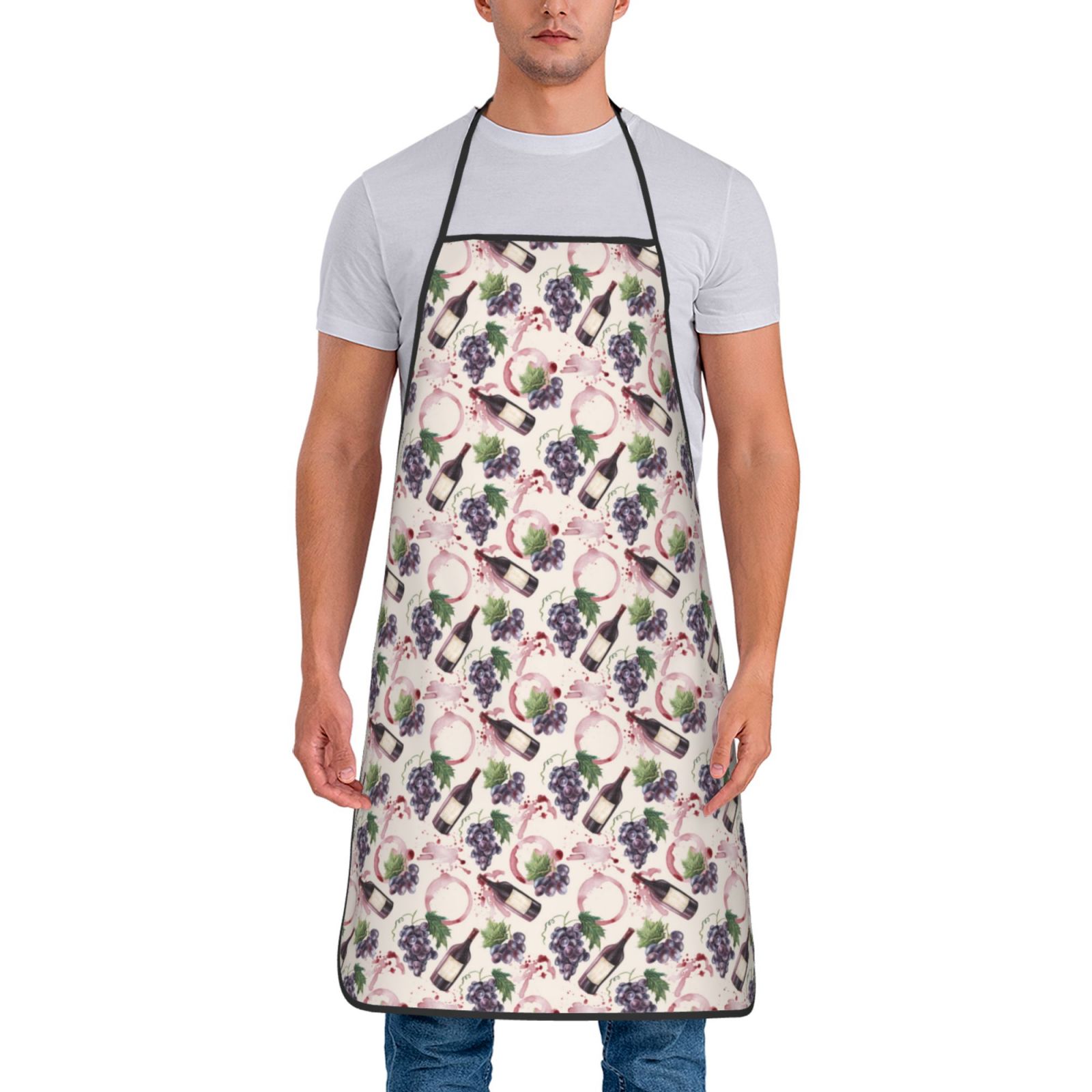 Gaeub Watercolor Wine Bottle Print Apron for Men and Women,Waterproof ...