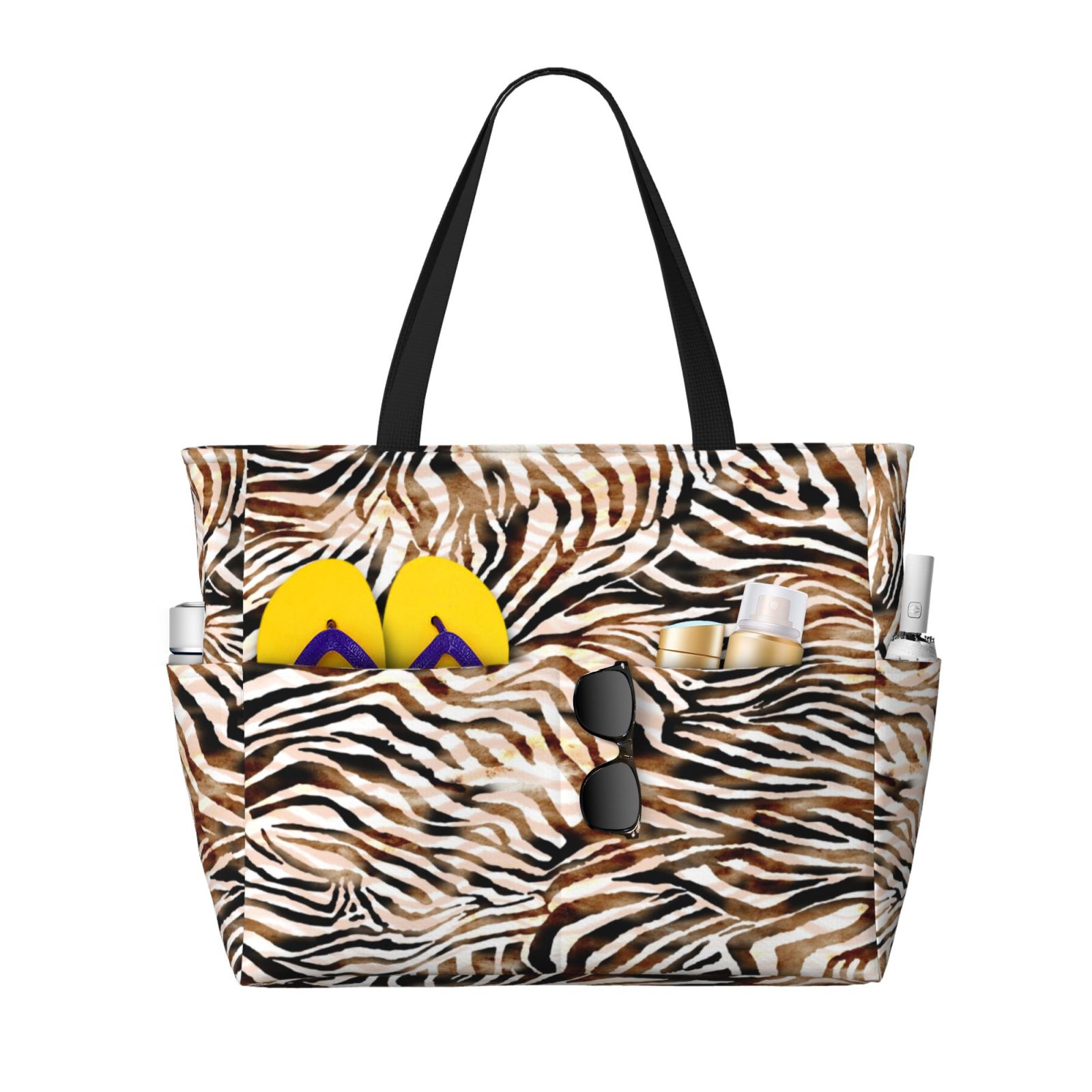 Gaeub Watercolor Zebra Print Beach Bag,Large Tote Bag,Waterproof ...