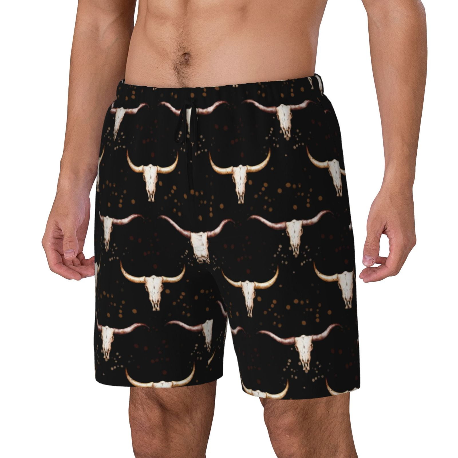 Gaeub Western Cowboy Print Mens Swim Trunks with Compression Liner ...