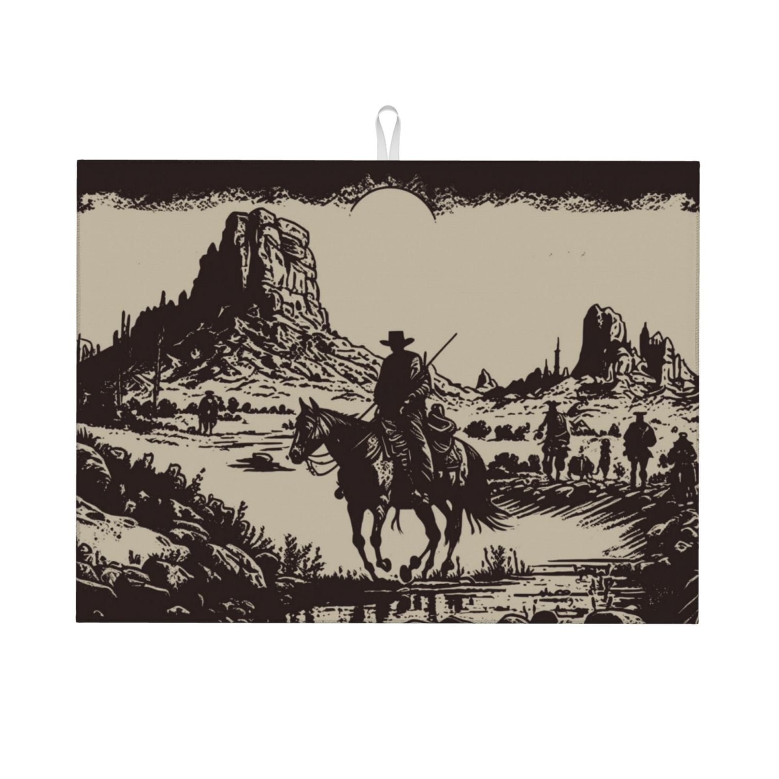 Gaeub Western Desert Cowboy Print Dish Drying Mats For Kitchen Counter ...