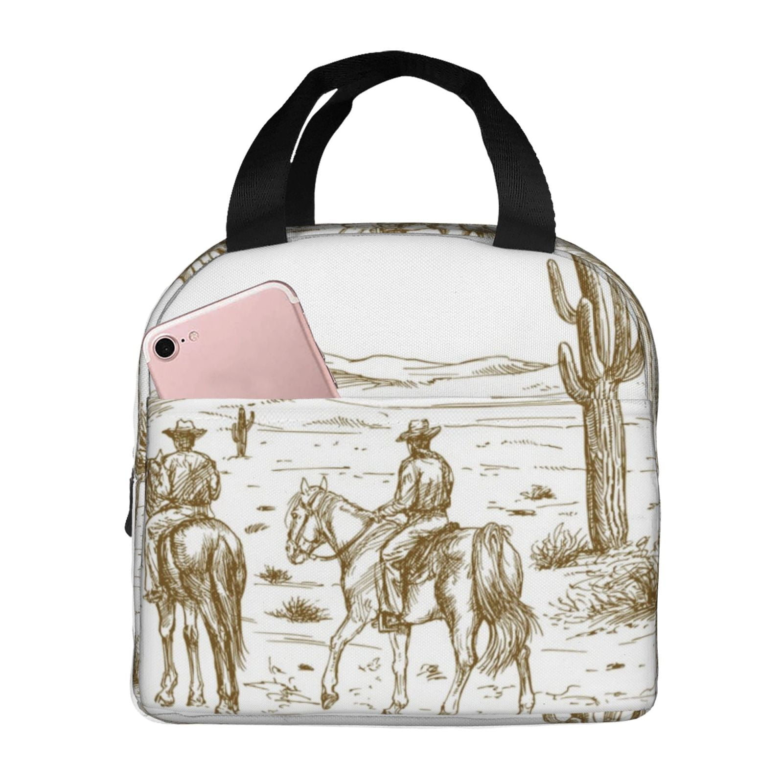 Gaeub Western Desert Cowboys Print Lunch Bag Lunch Box for Women Men ...