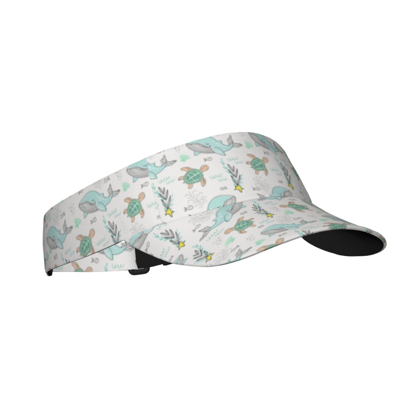 Gaeub Whale And Turtle Printed Sport Sun Visor Hats ,Adjustable Empty ...