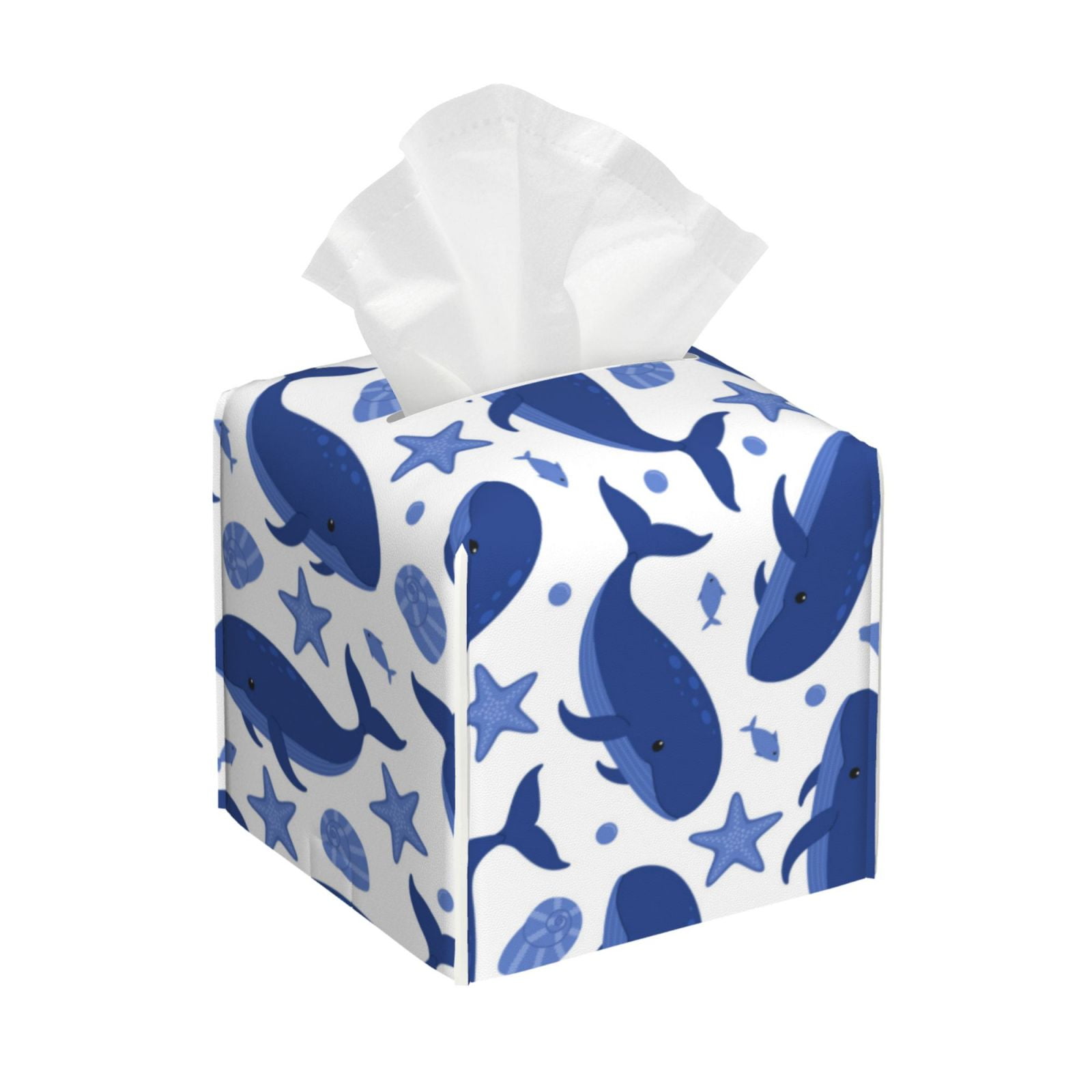 Gaeub Whale Print Leather Tissue Box Cover Square,Tissue Holder,Leather ...