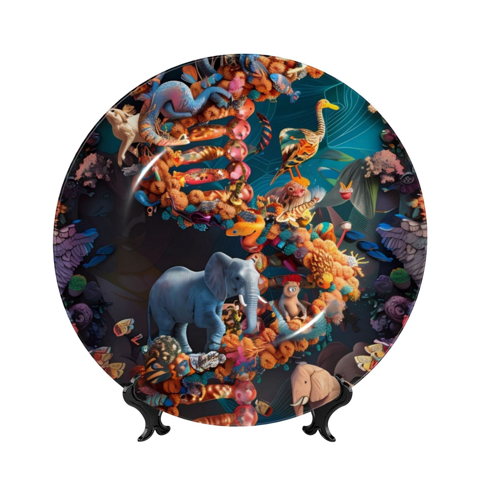 Gaeub Whimsical Animal Spiral Print Ceramic Plate,Dinner Plates,Bone ...