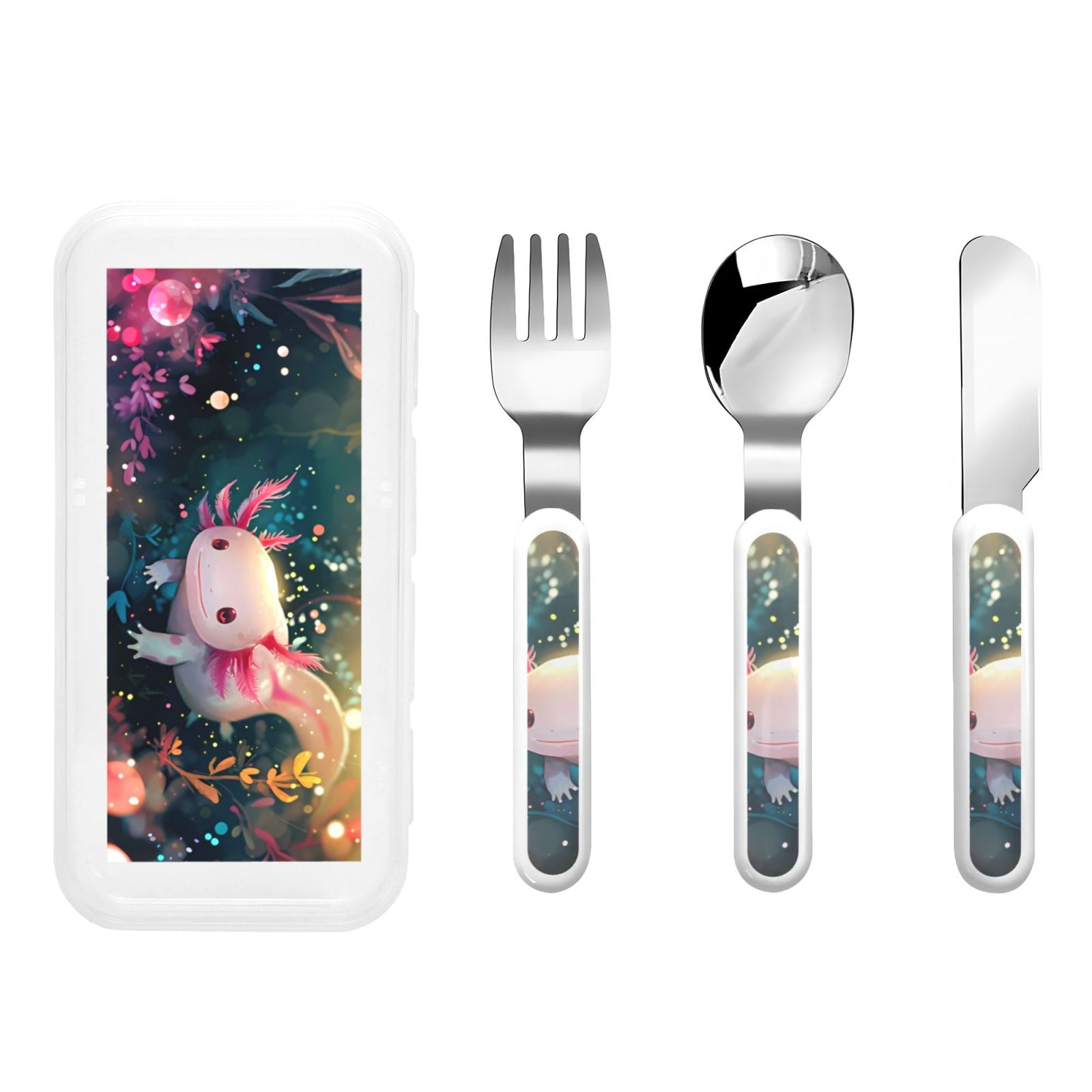 Gaeub Whimsical Axolotl Fantasy Print 3-Piece Children Knife Spoon Fork ...