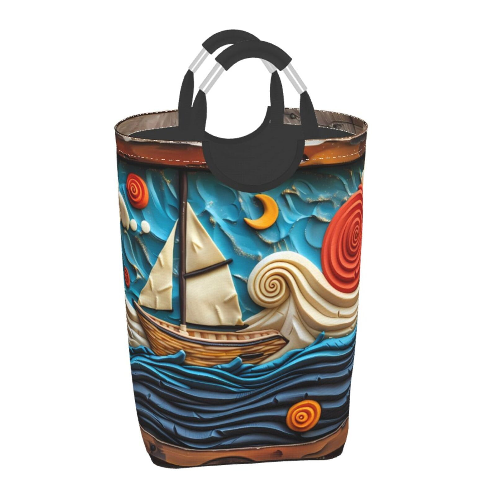 Gaeub Whimsical Sailboat Ocean Art Print 50L Large Laundry Hampers with ...