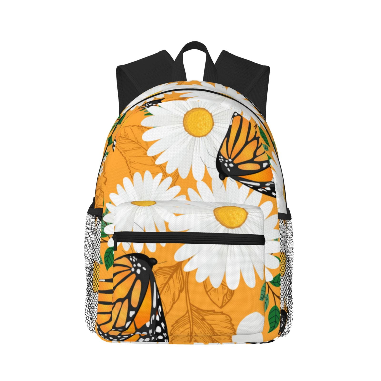 Gaeub White Floral and Butterflies School Backpack Waterproof Bookbag ...