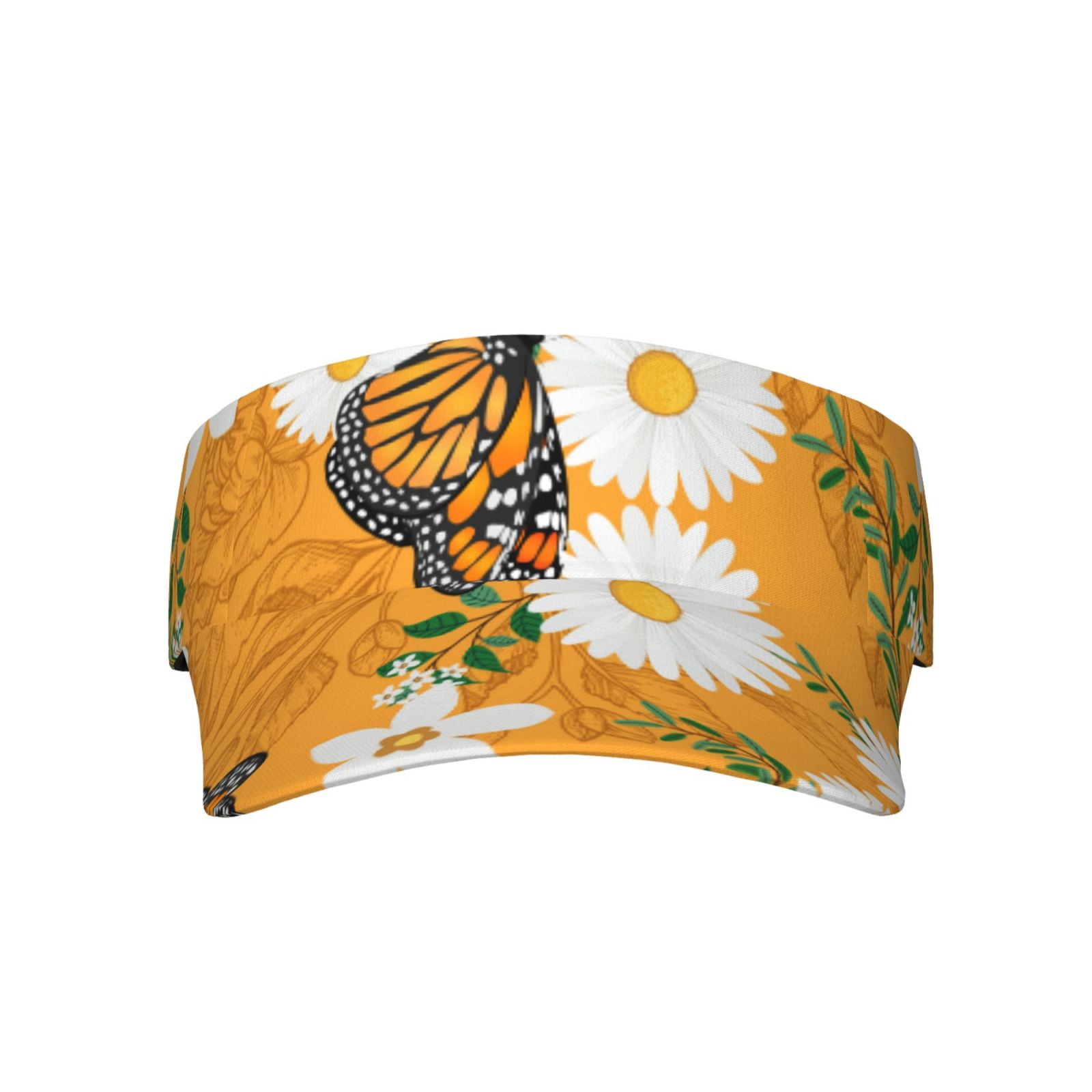 Gaeub White Floral and Butterflies Sun Visor Hats with Empty Top and ...