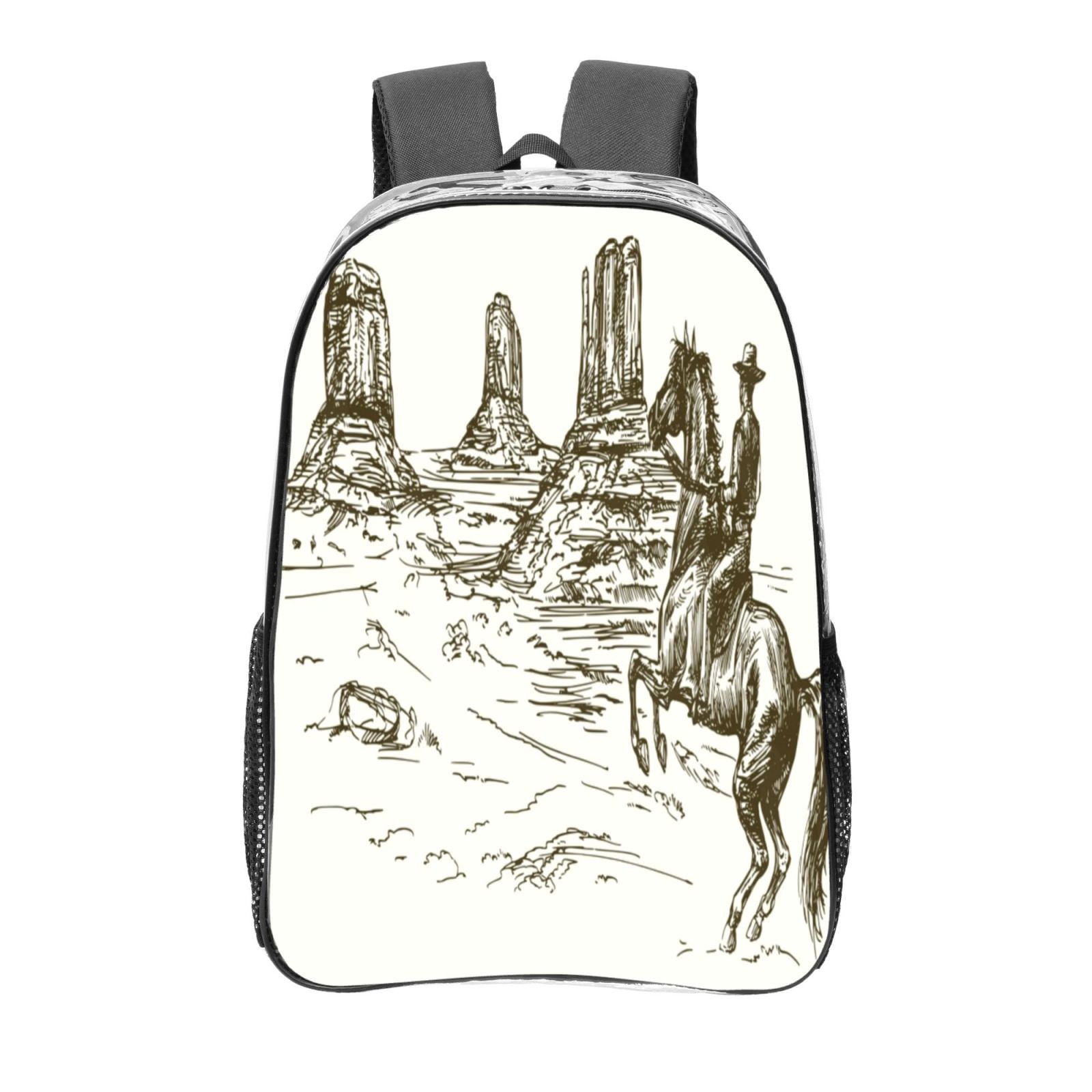 Gaeub Wild West Desert With Cowboy Print Clear Backpack ,Clear ...
