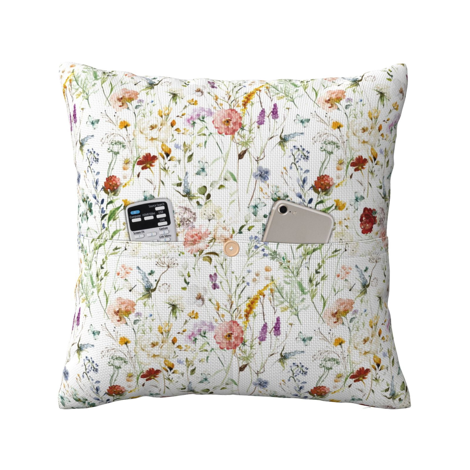 Gaeub Wildflower Watercolor Print Linen Decorative Throw Pillow Cover ...