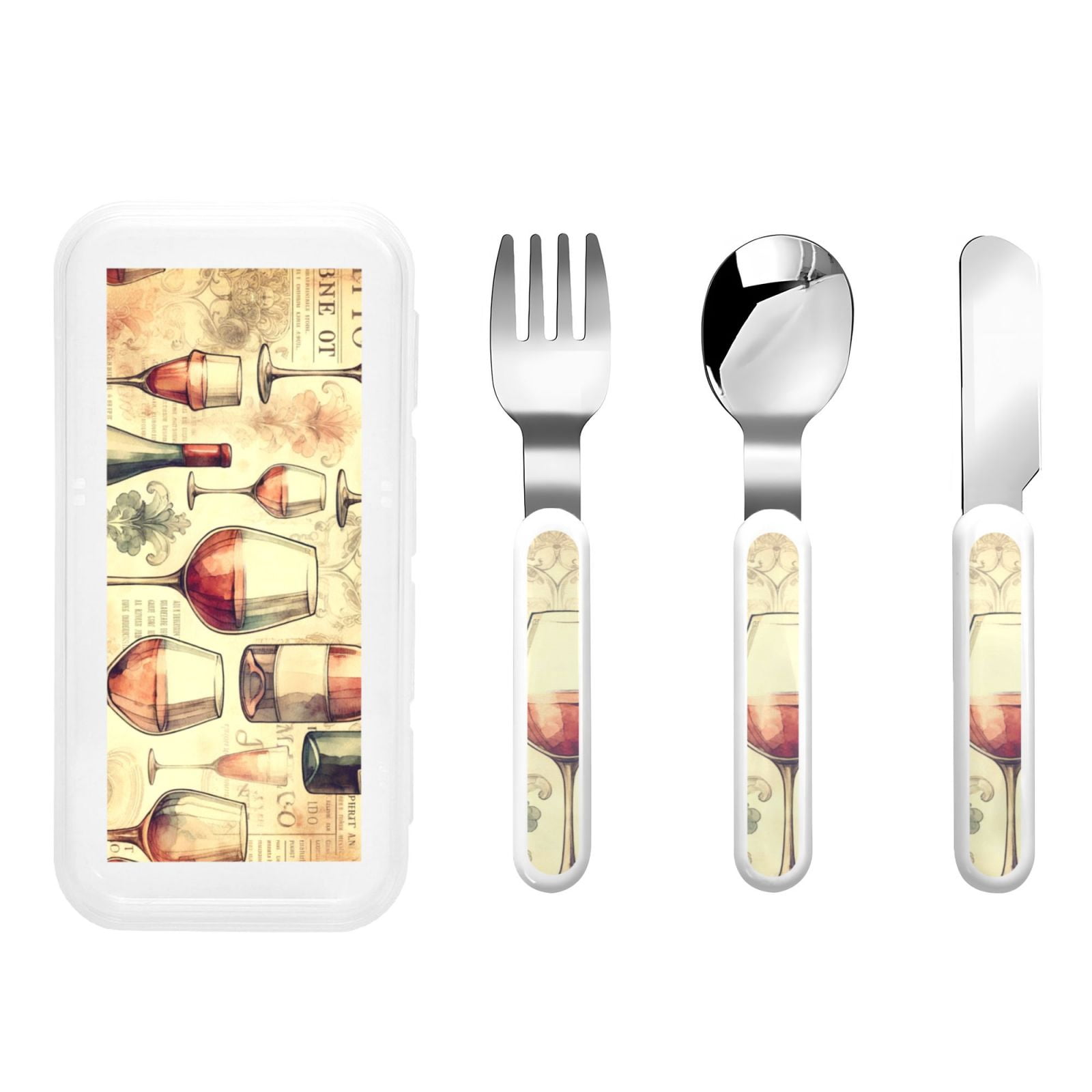 Gaeub Wine Print 3-Piece Children Knife Spoon Fork Set,Stainless Steel ...
