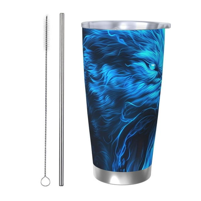 Gaeub Wolf Print 20-Ounce Stainless Steel Car Cup,Tumblers Cups with ...