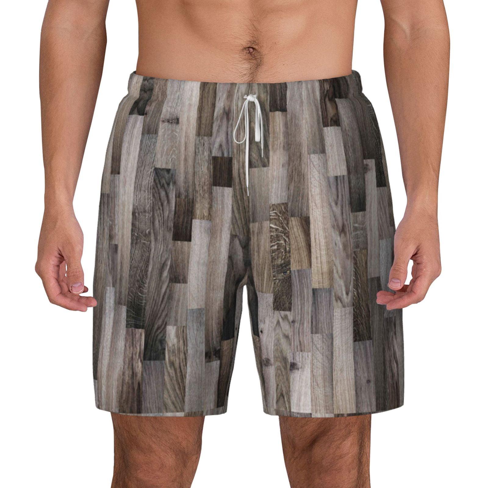 Gaeub Wooden Texture Mens Swim Trunks Stretch Beach Shorts Quick Dry ...