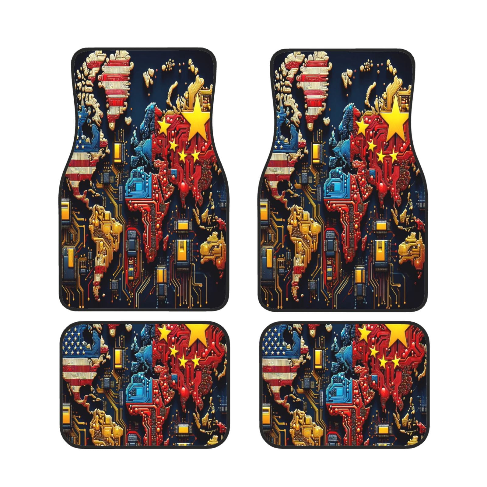Gaeub World Map Of Digital Circuits Print 4 Pieces Car Floor Mats Car ...