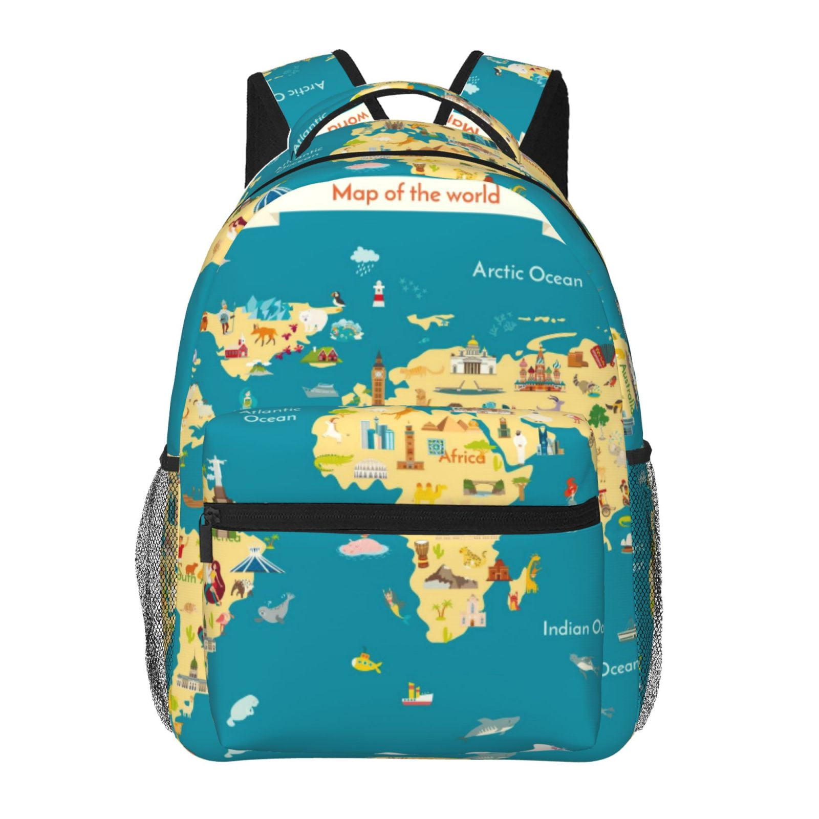 Gaeub World Map With Landmarks Ergonomic Lightweight Laptop Backpack ...