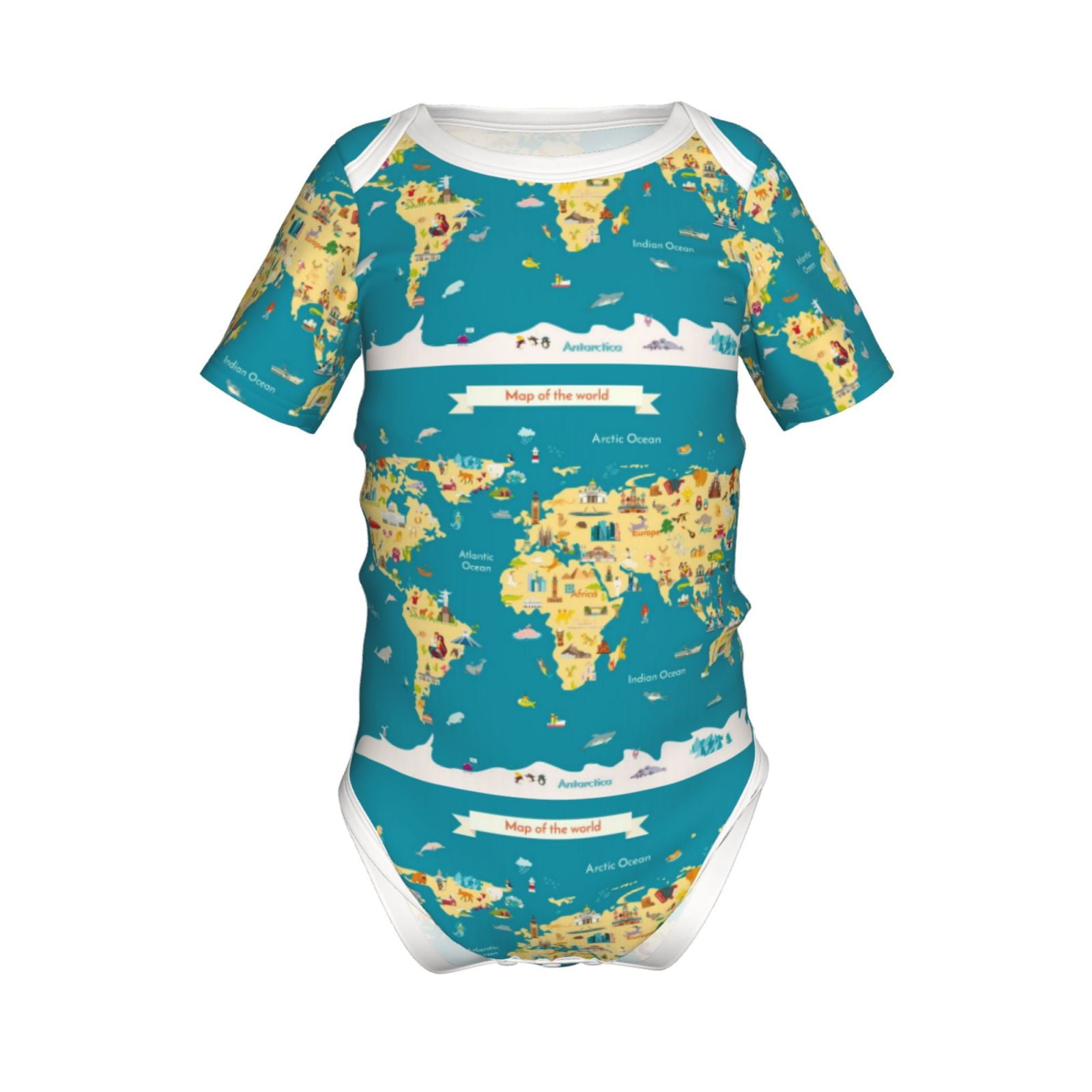 Gaeub World Map With Landmarks Print Infant Climbing Onesie,Toddler ...