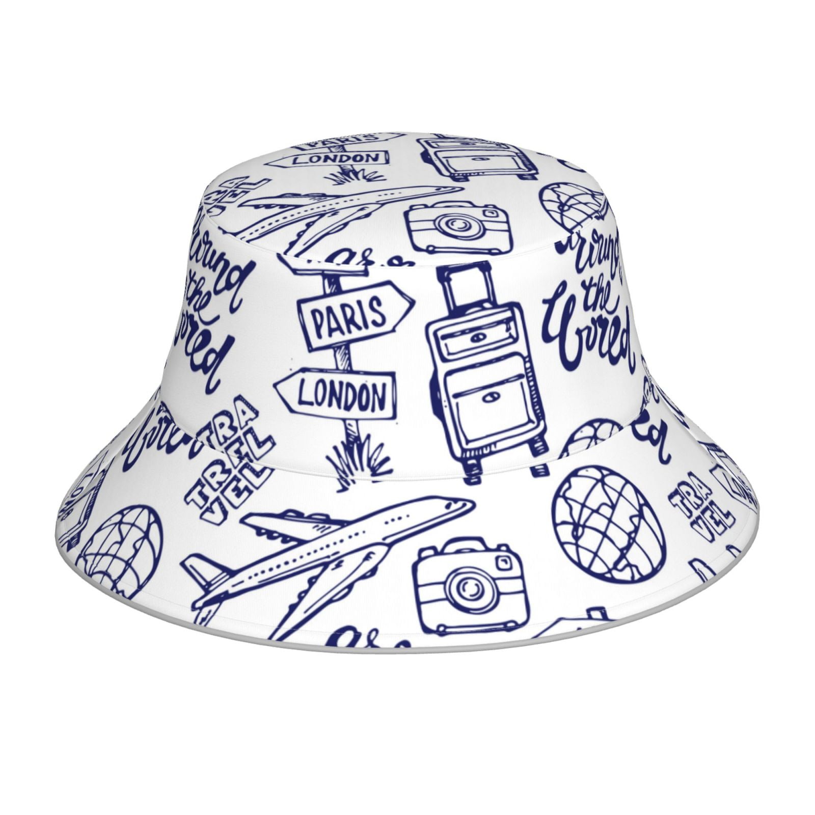 Gaeub World Travel2 Printed Double Sided Reflective Bucket Hat Foldable ...