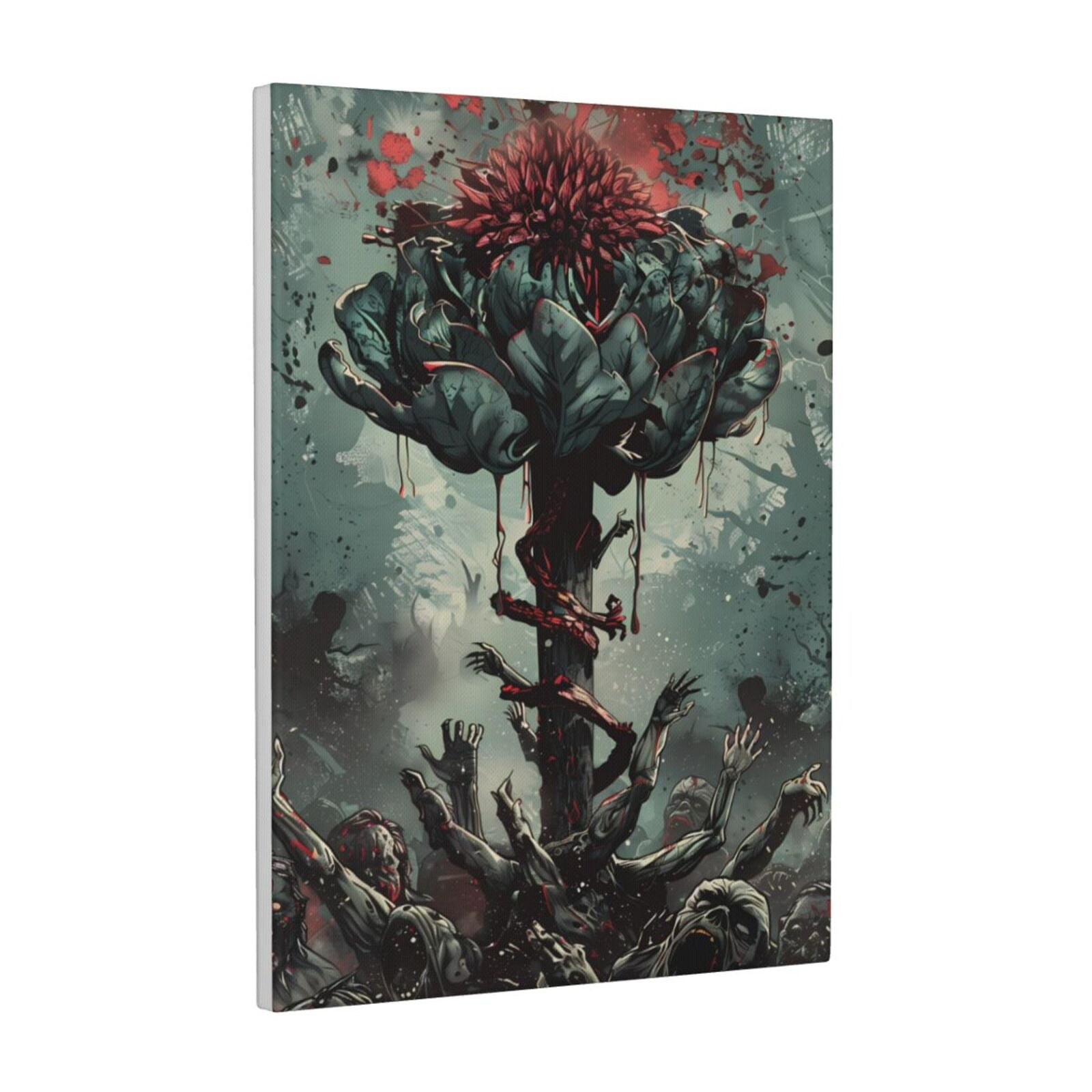 Gaeub Zombie Flower Apocalypse Print Canvas Wall Art for Bathrooms ...