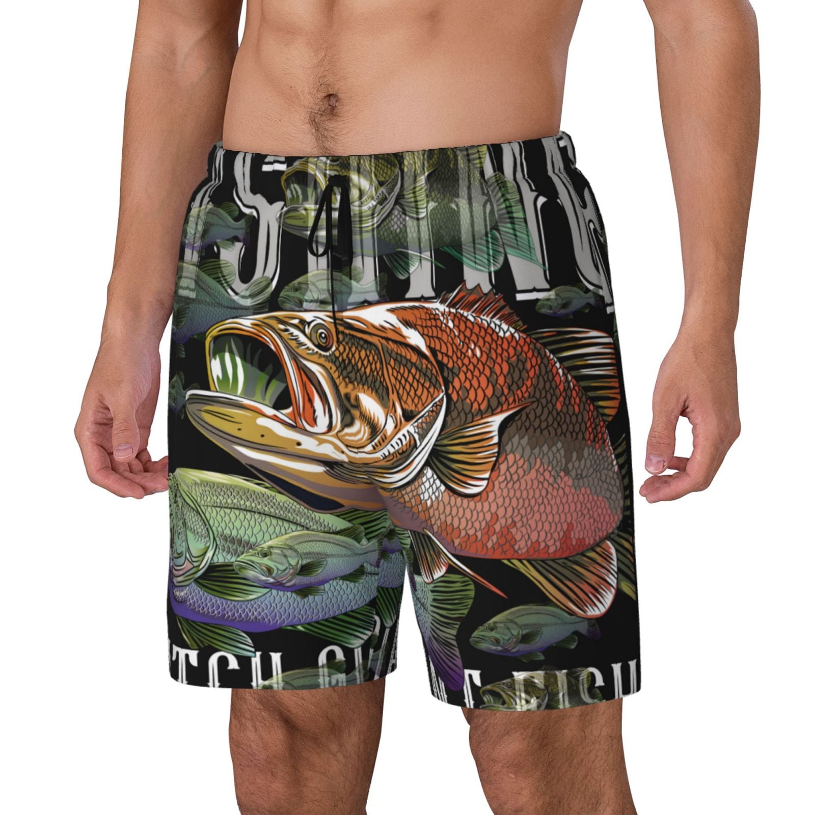 Gaeub bass water fishing Print Mens Swim Trunks with Compression Liner ...