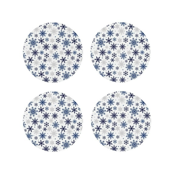 Gaeub blue Snowflake Prints Print 4 Pcs Leather Coasters for Drinks ...