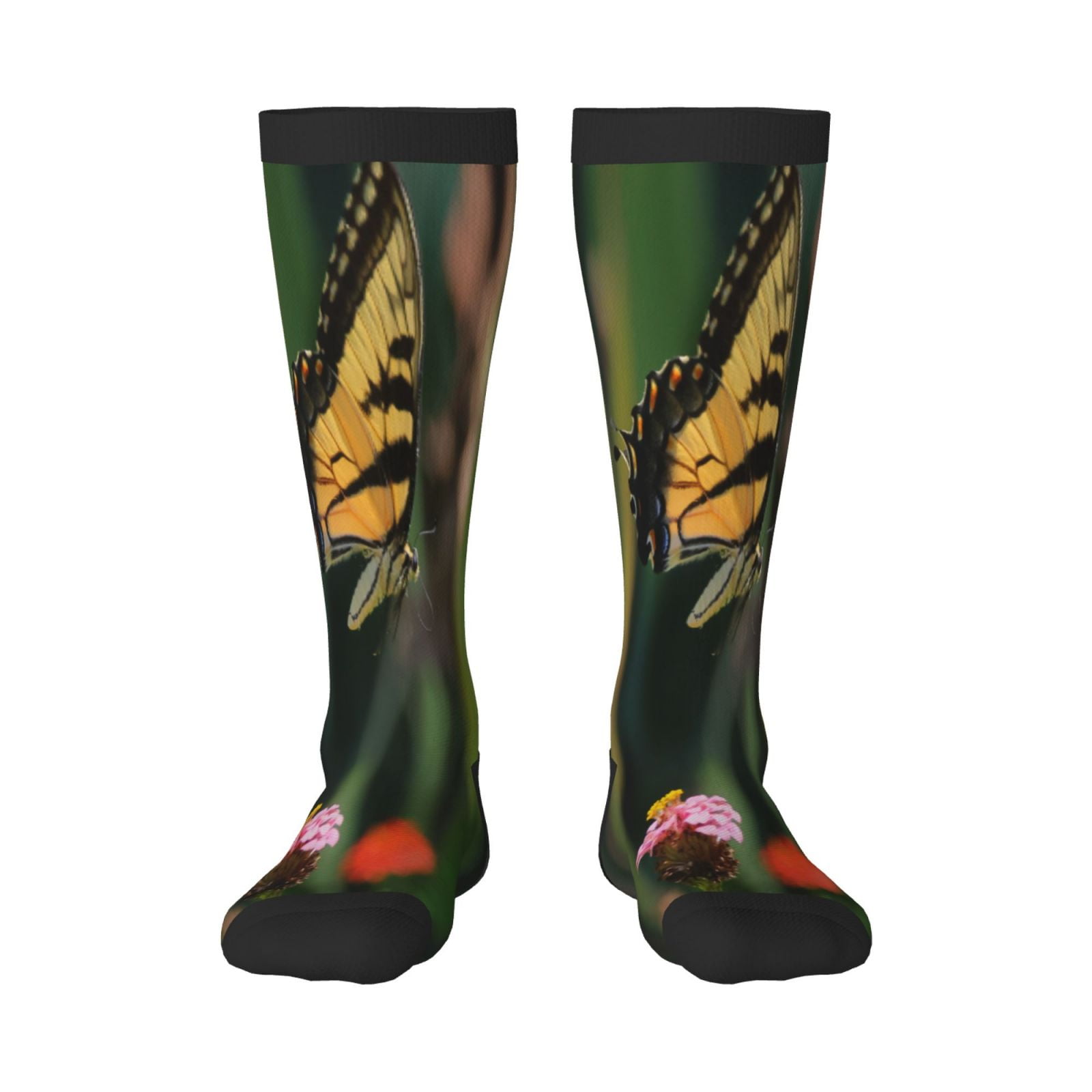 Gaeub butterflies and floral Printed Design Socks Stretchy High Tube ...