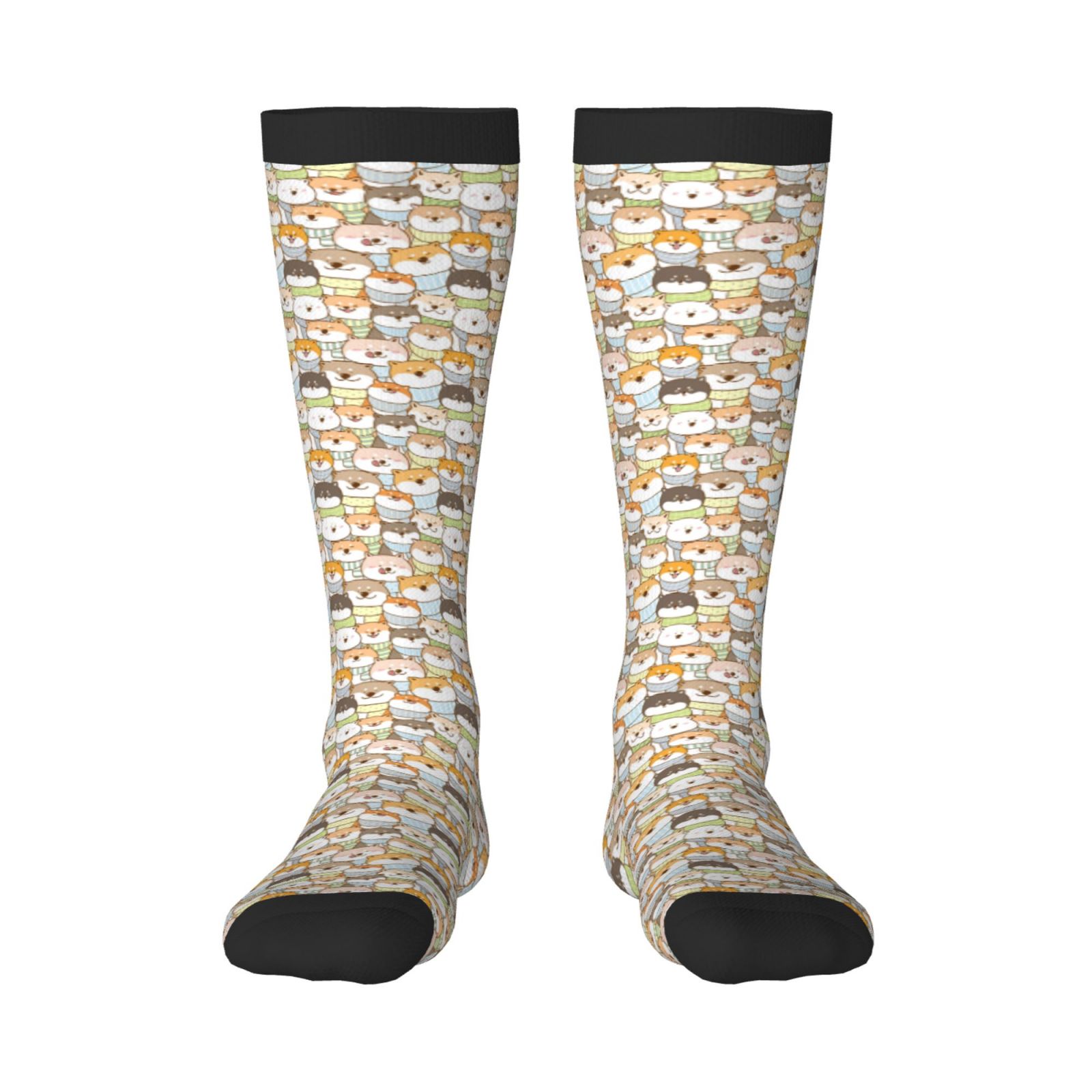 Gaeub cartoon dog Printed Design Socks Stretchy High Tube Socks for Men ...