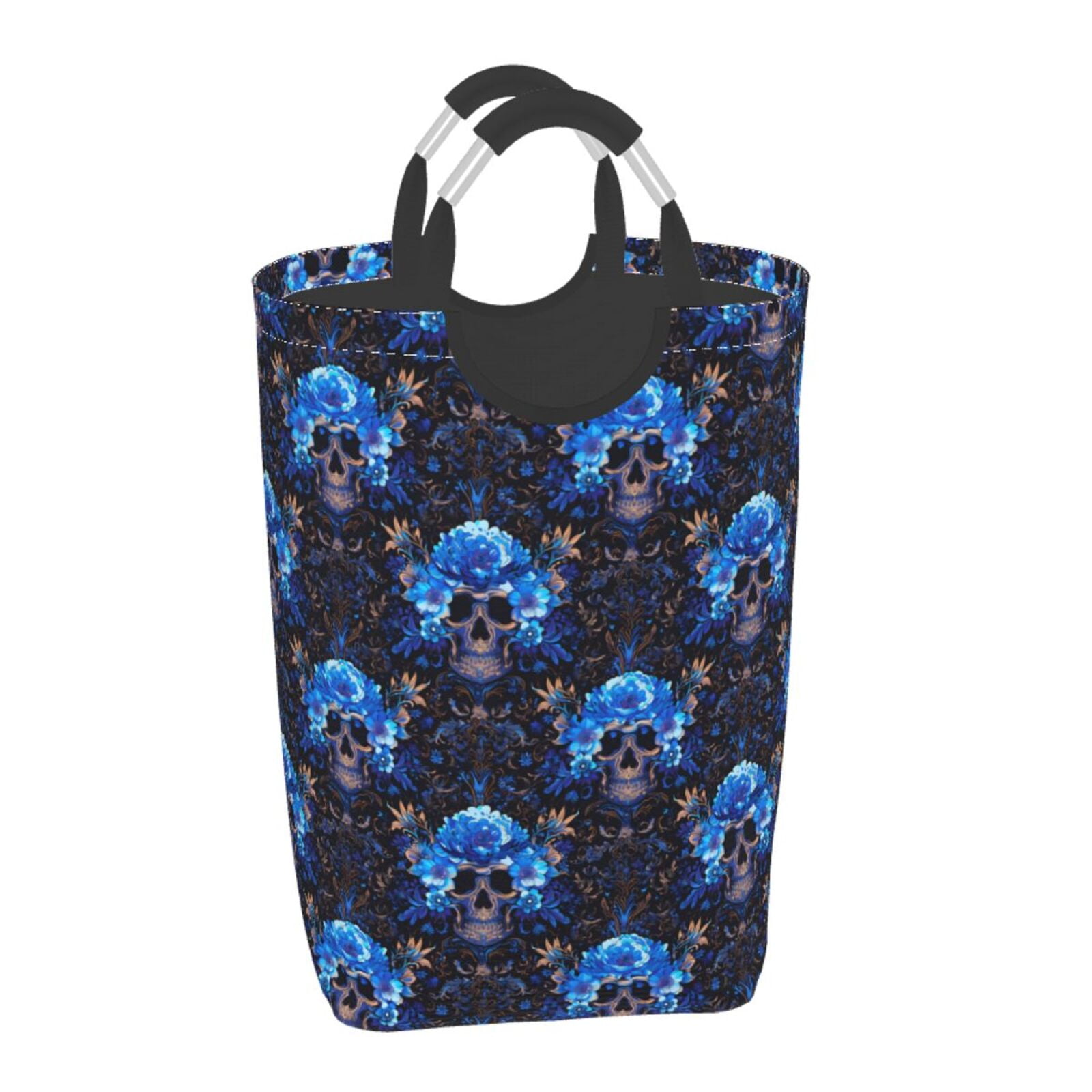Gaeub cool blue flower Skull Print 50L Large Laundry Hampers with ...