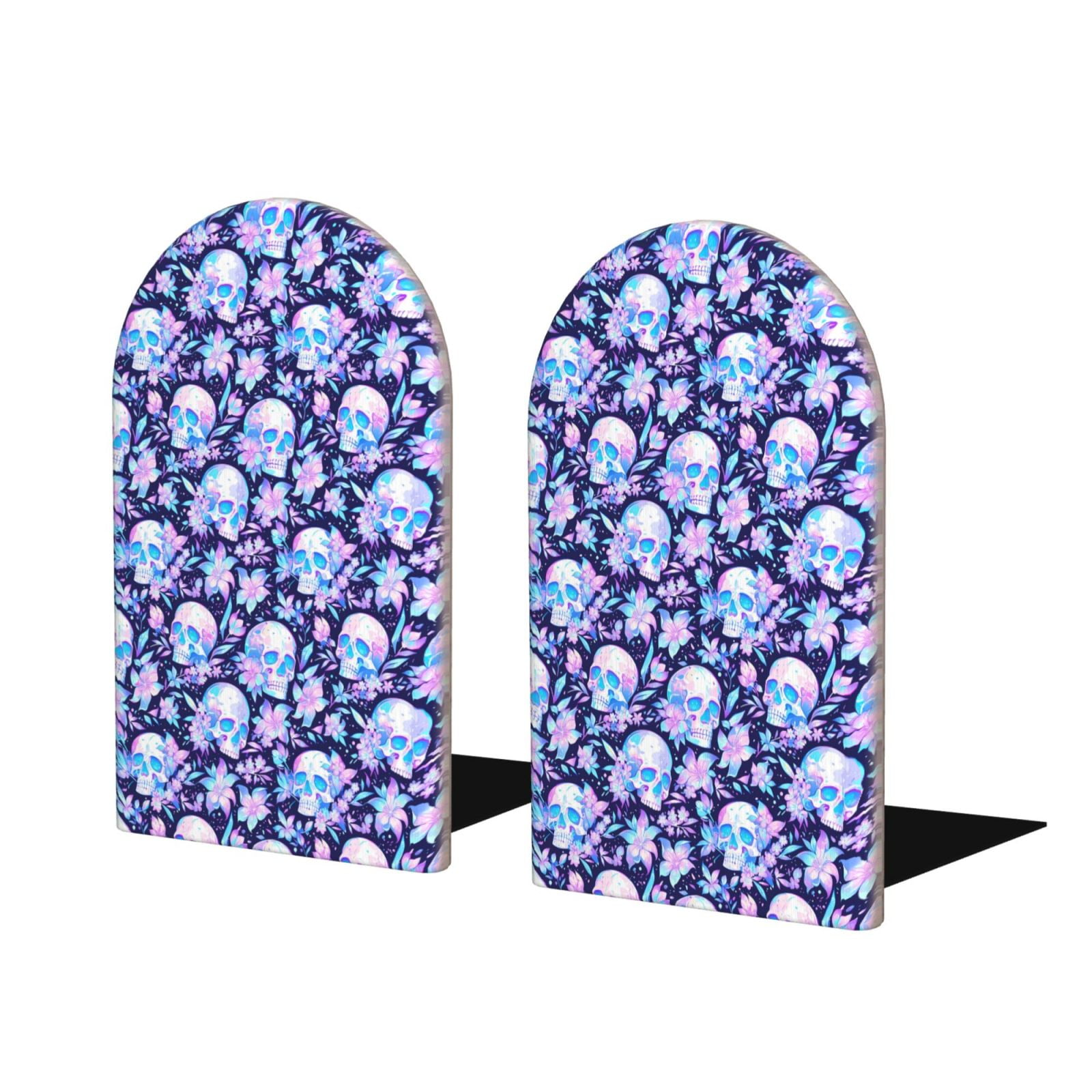 Gaeub crystal Skull flower leaf Wood Bookends, Non-Slip Bookends, Heavy ...
