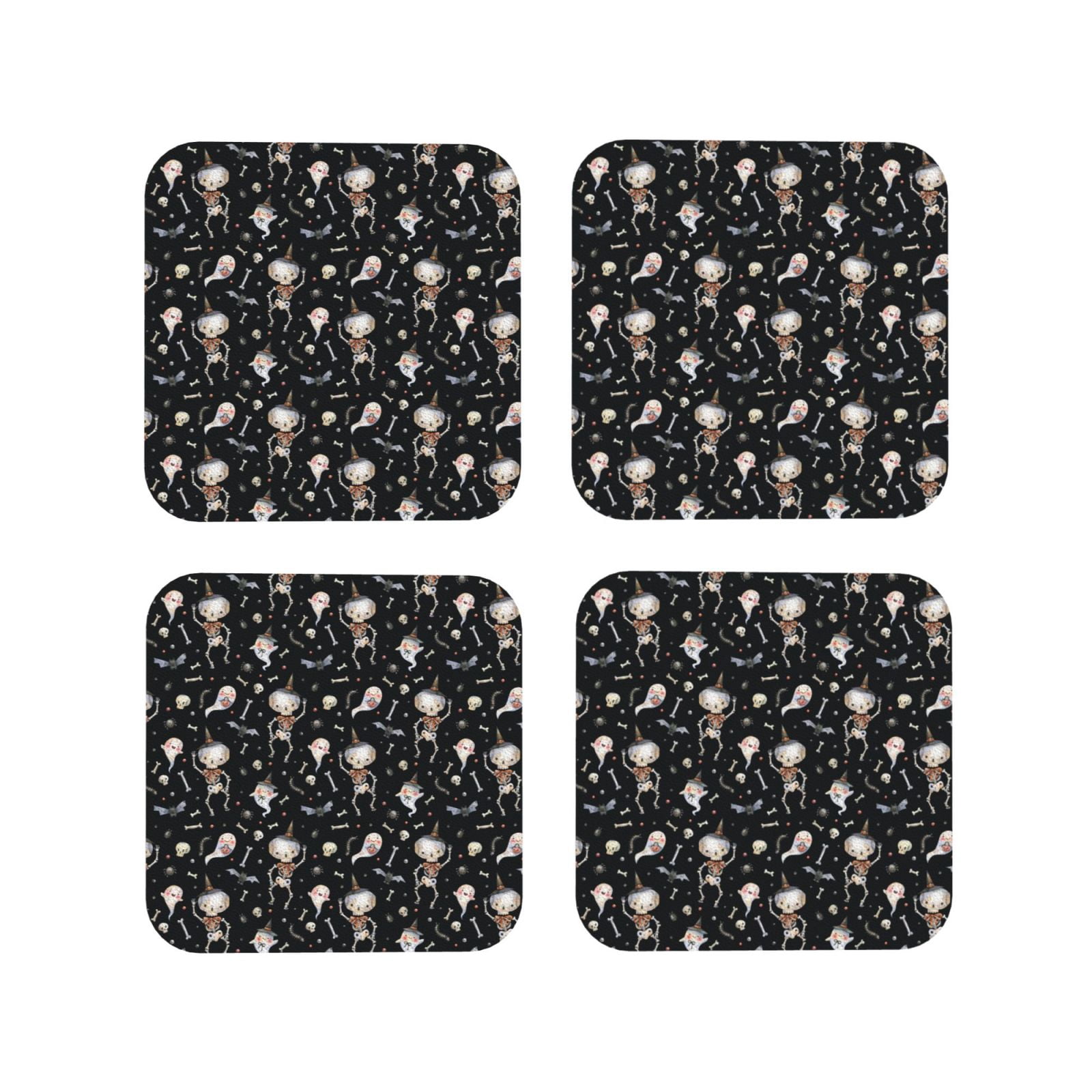 Gaeub cute Skull bone Print 4 Pcs Leather Coasters for Drinks ,Drink ...