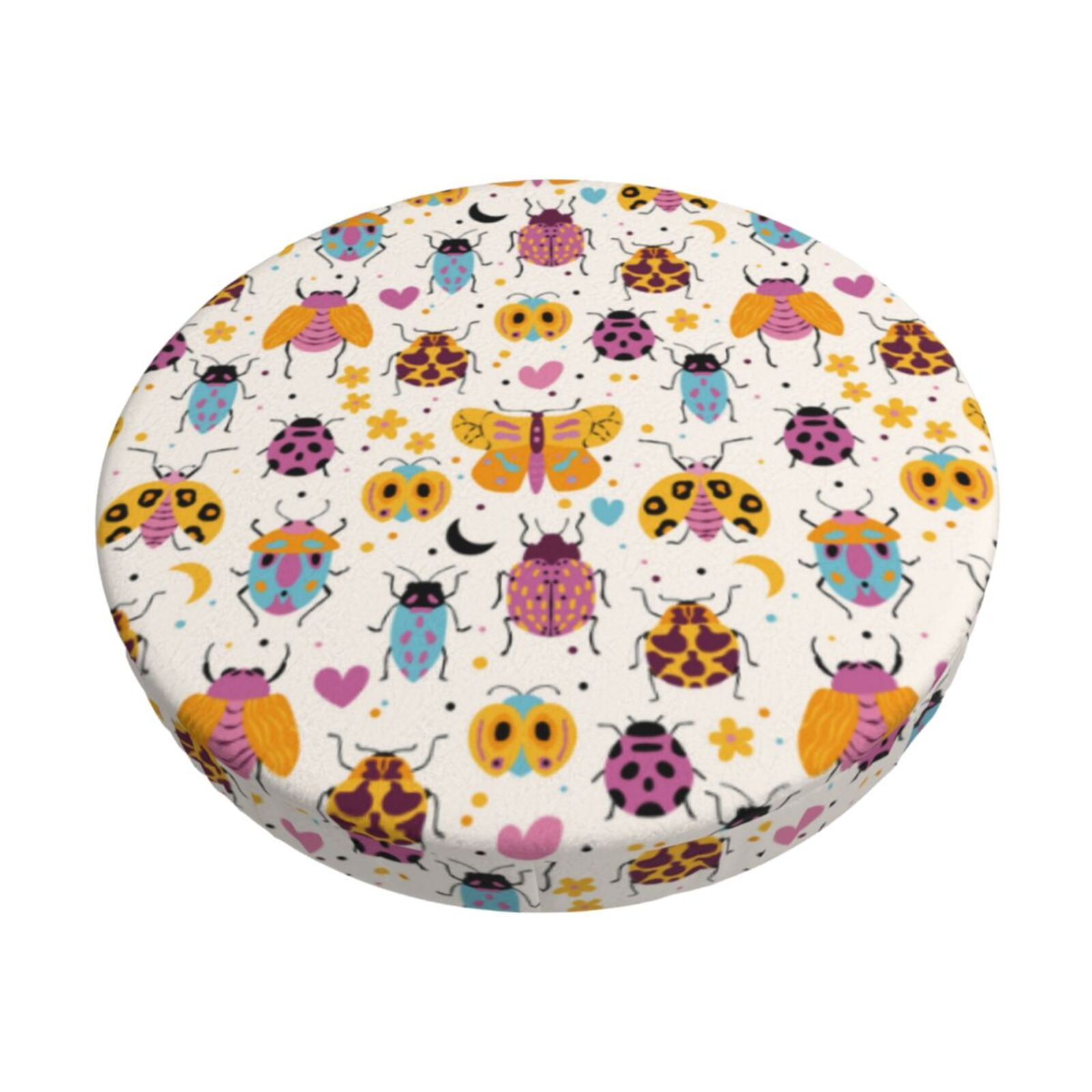 Gaeub cute bugs Print Round Bar Chair Cushion Cover, Velvet Seat ...