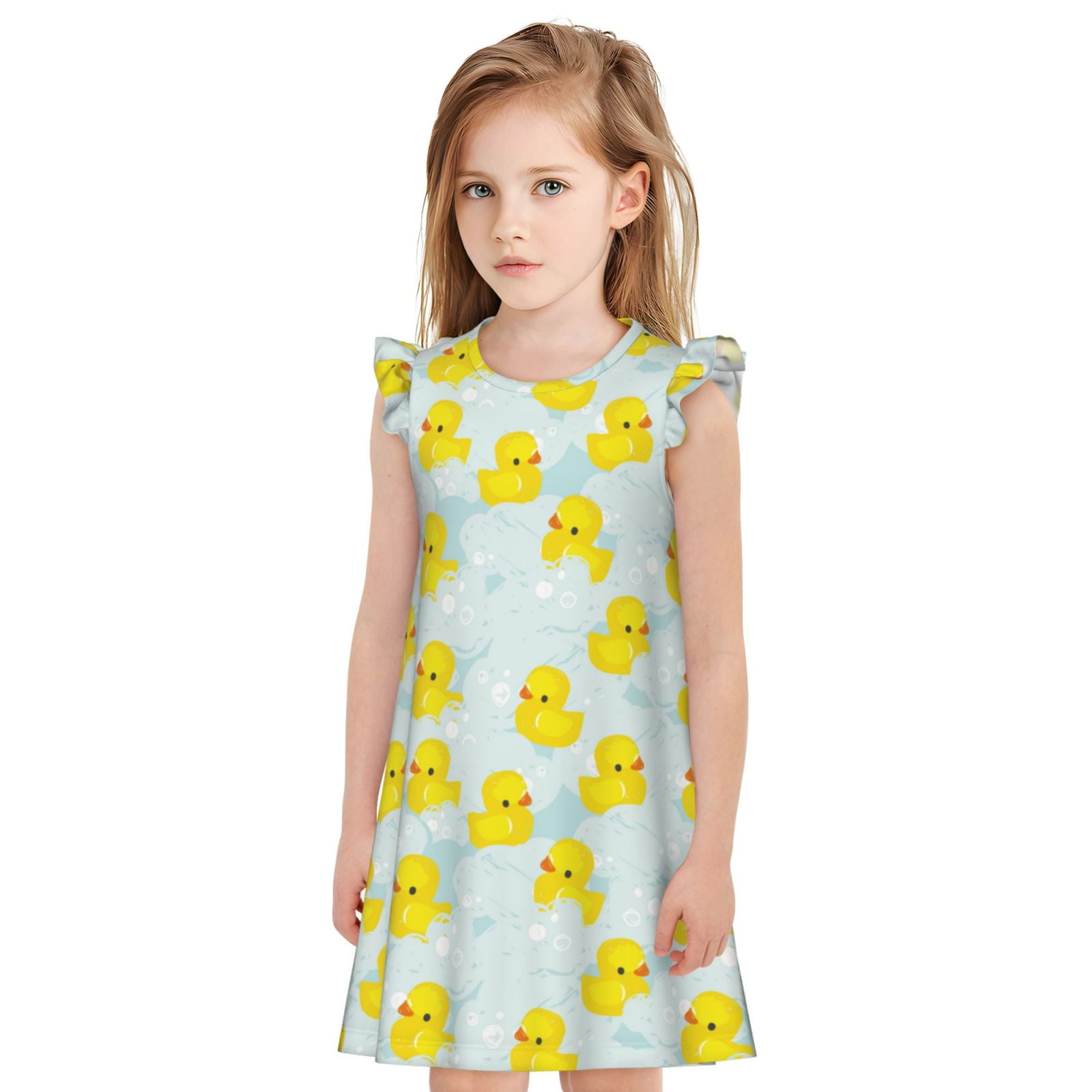 Gaeub cute rubber duck Print Girls Pajamas Dress, Comfortable Nightwear ...
